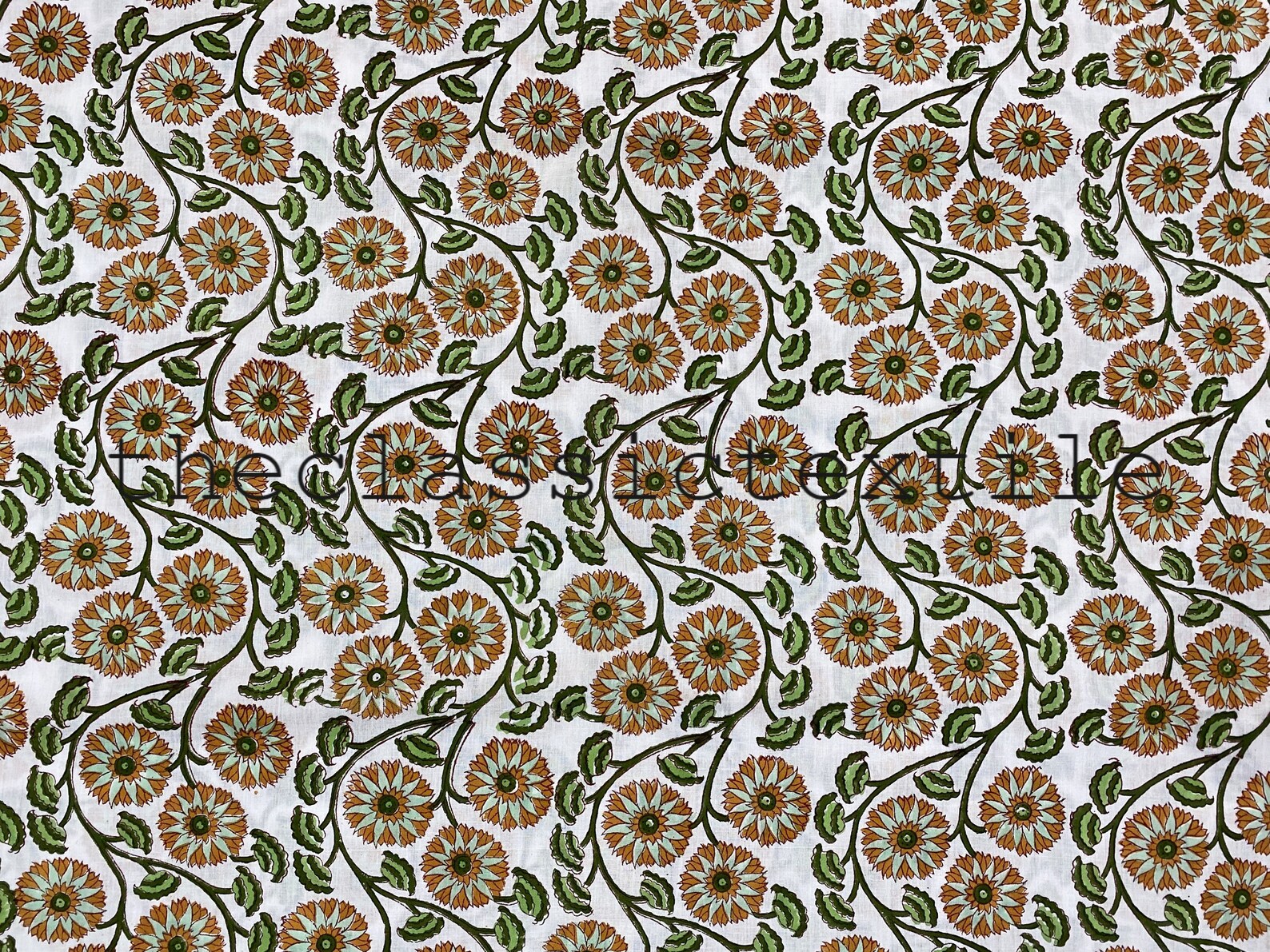 New Border Design Hand Block Print Fabric, Floral Print Fabric, Indian ...