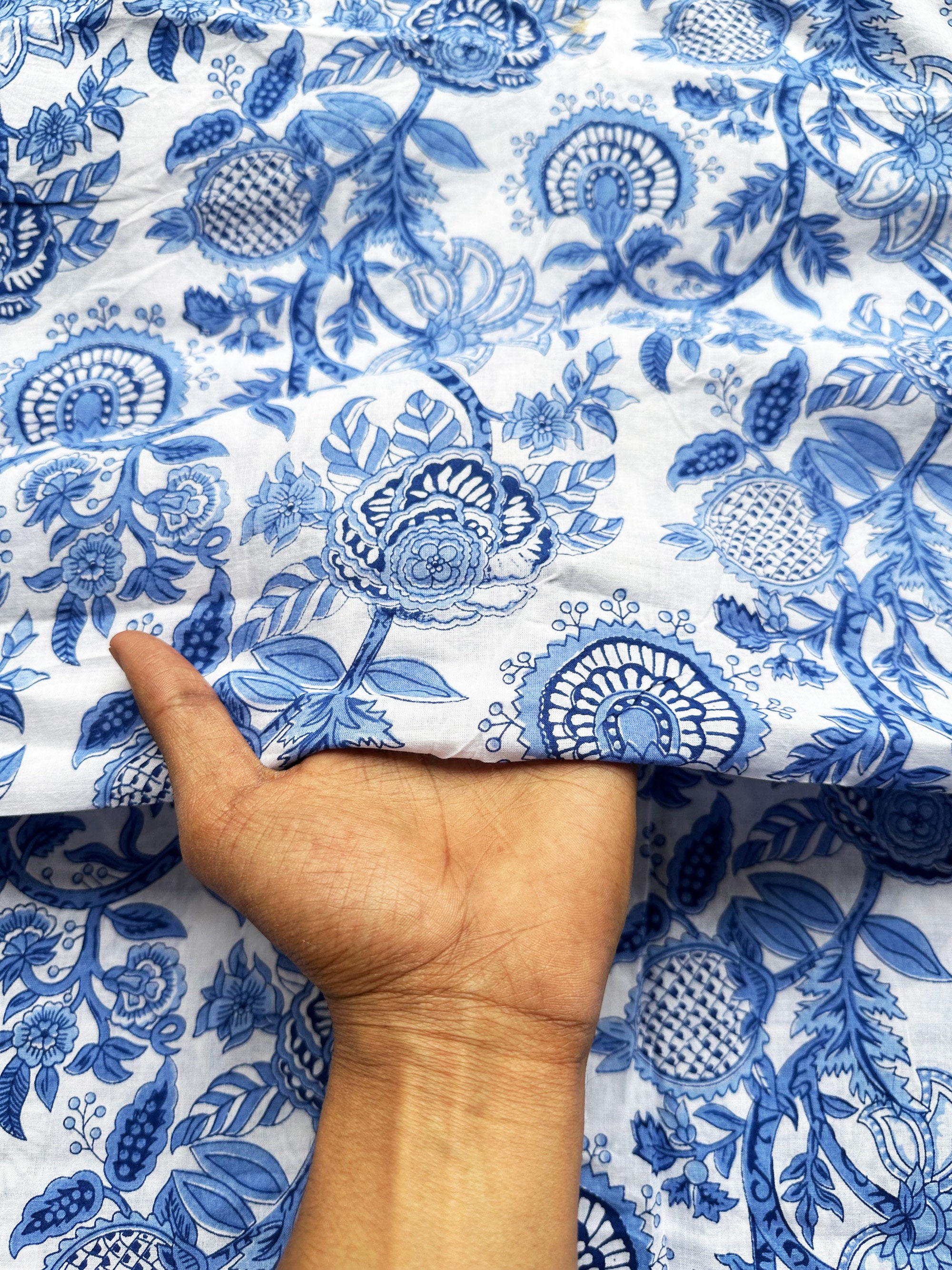 Indian Hand Block Print Cotton Fabric, Floral Cotton Fabric, Printed ...