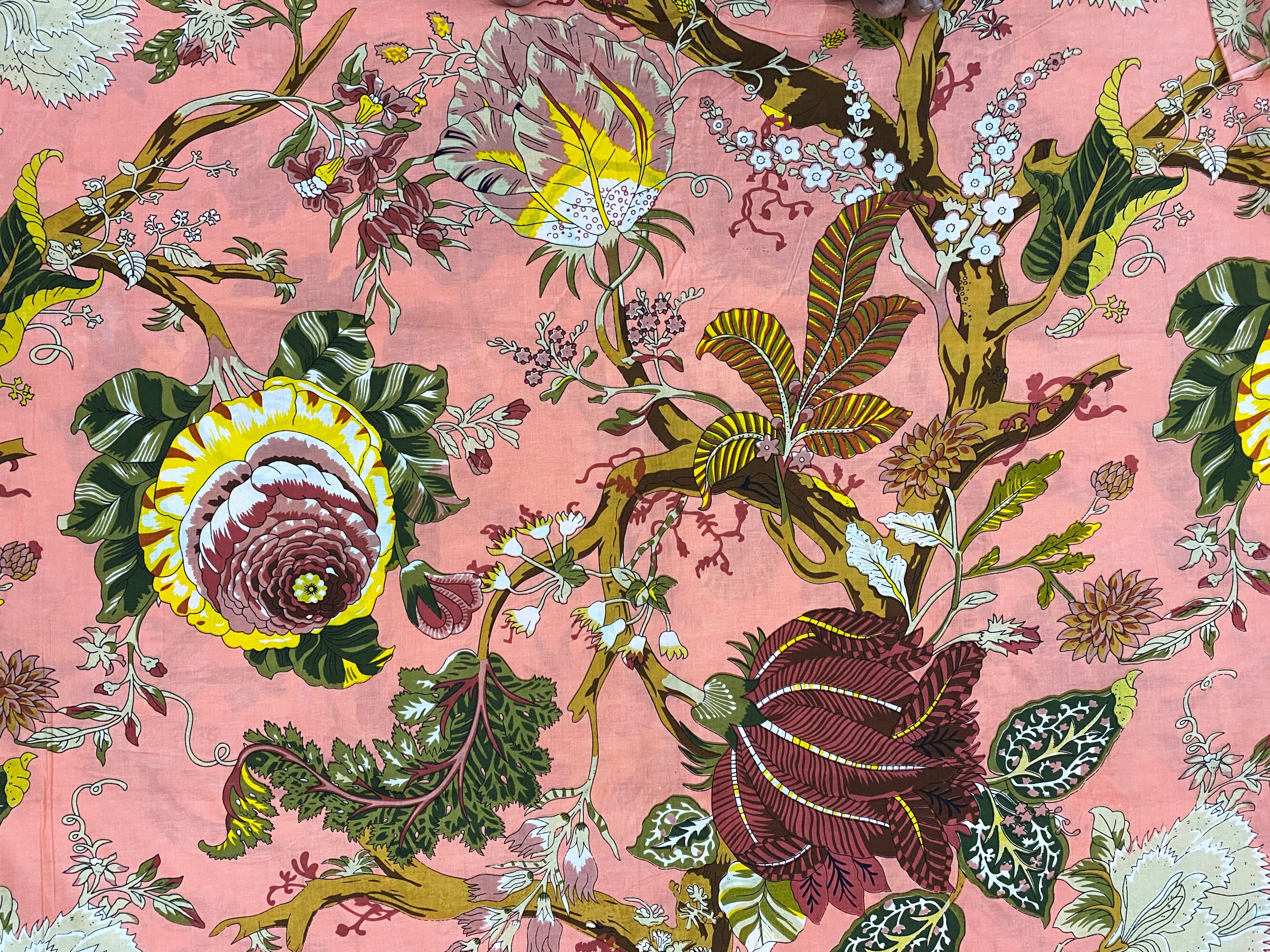 Pink Floral Print Block Print Fabric Indian Soft Cotton - Etsy