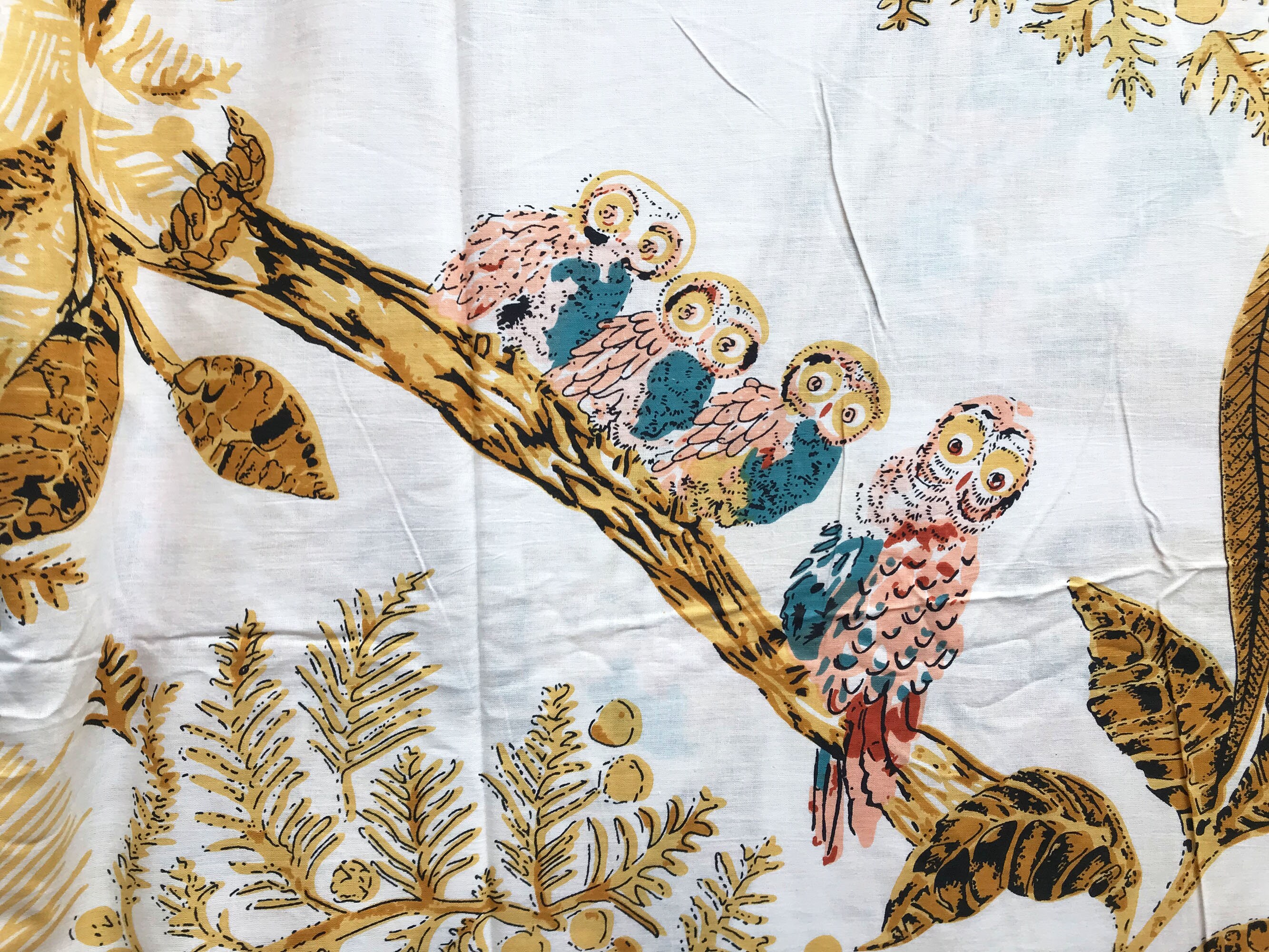 Beautiful Owl Print Cotton Fabric, Bird Print Fabric, Indian Soft ...