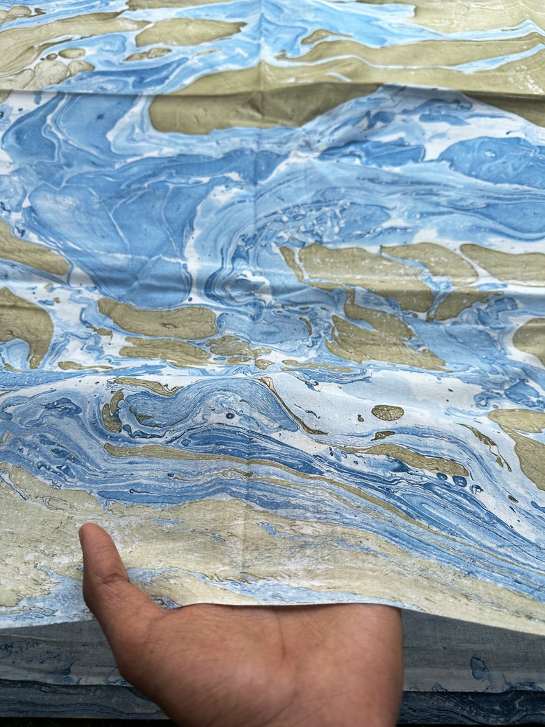 Marble Fabric Blue Watercolor Marbled Stone Fabric, Abstract Marble ...