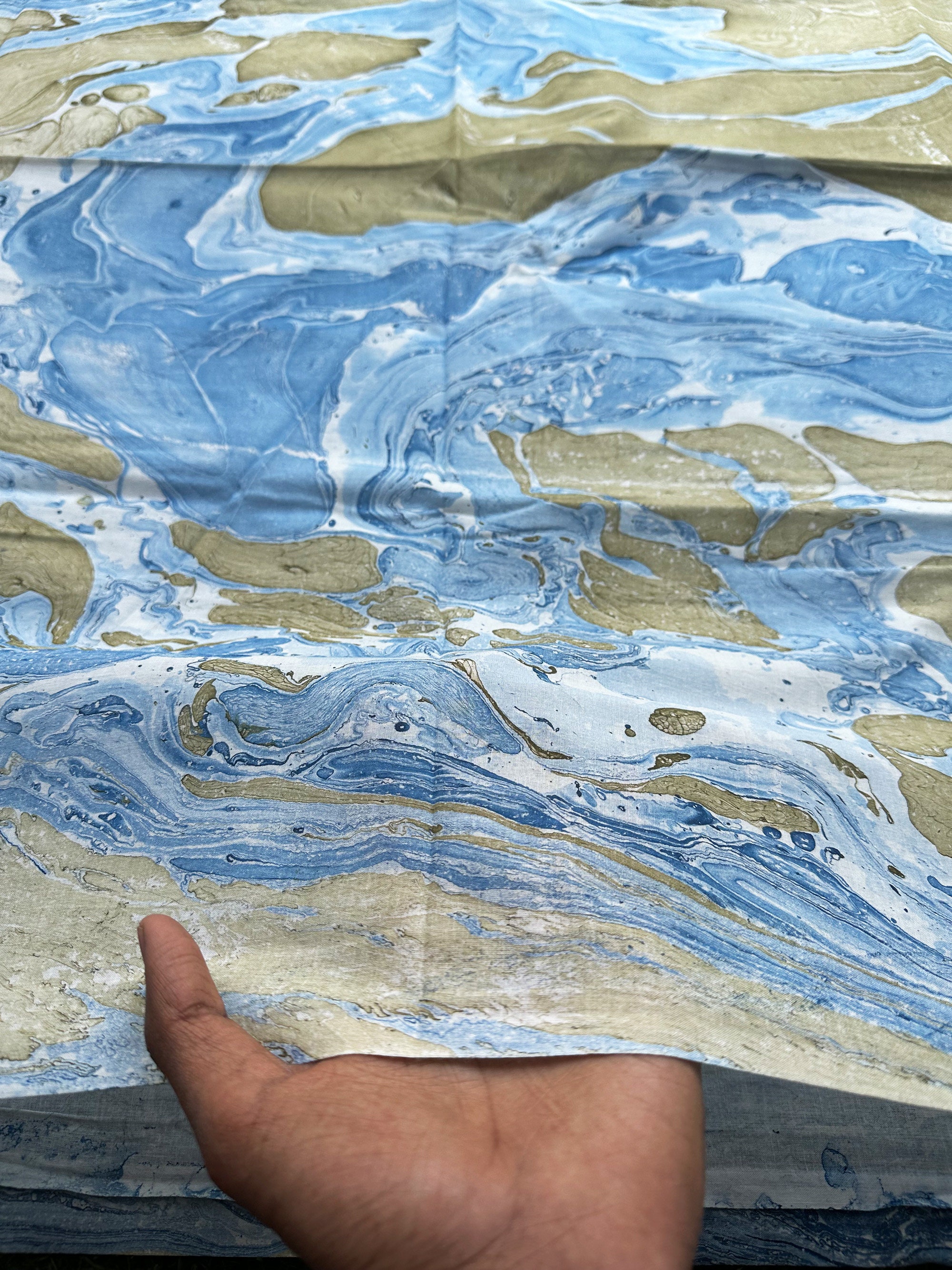 Marble Fabric Blue Watercolor Marbled Stone Fabric, Abstract Marble ...