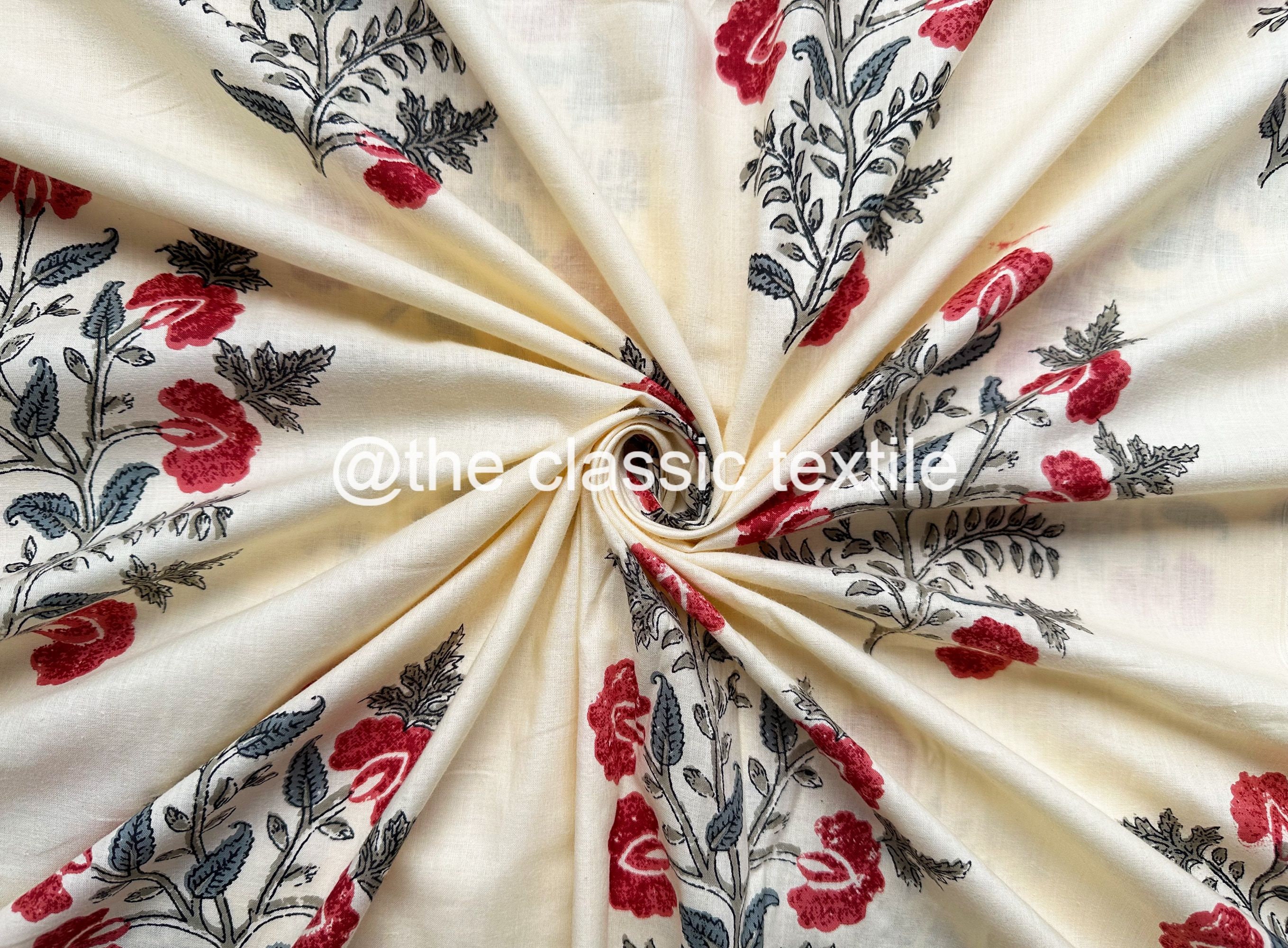 Indian Hand Block Print Fabric Floral Print Fabric Indian - Etsy