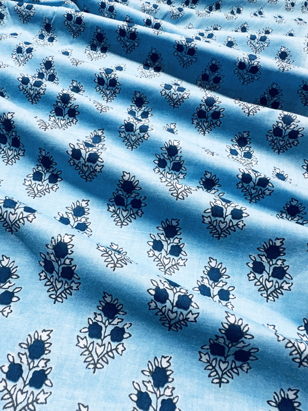 Indian Block Print Fabric by the Yard, Hand Stamped Indian Fabric ...