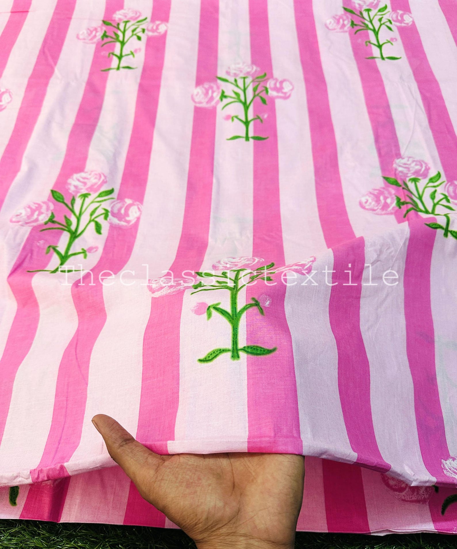 Mughal Pink Floral Print Cotton Fabric Block Print Fabric Dress ...