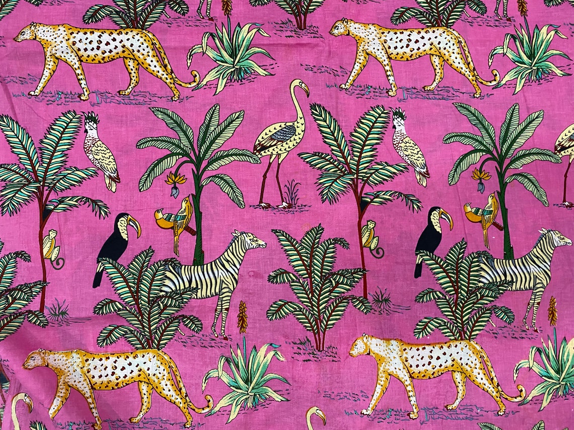 New Jungle Print Cotton Fabric Indian Soft Cotton Fabric by - Etsy