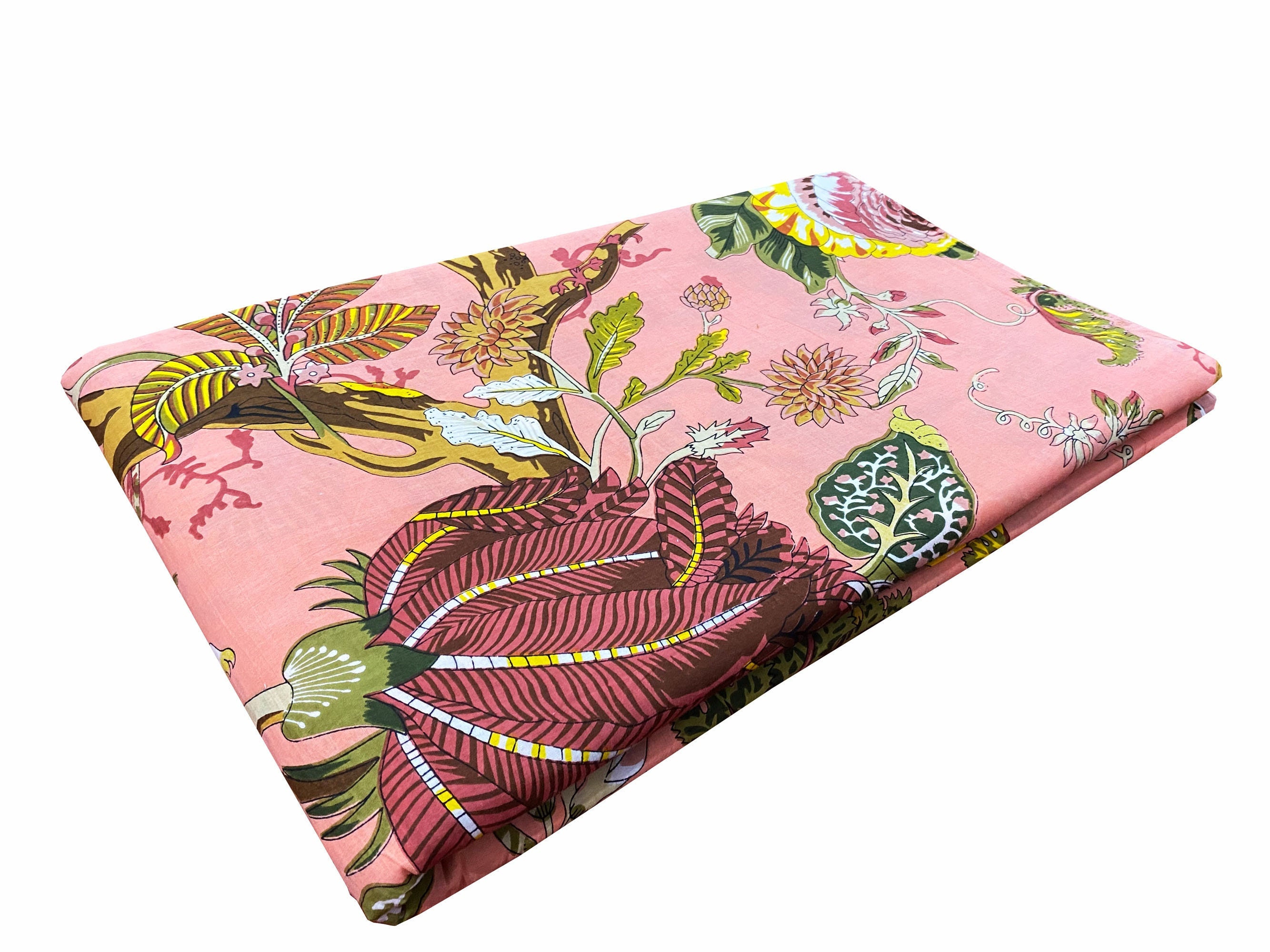 Pink Floral Print Block Print Fabric Indian Soft Cotton - Etsy