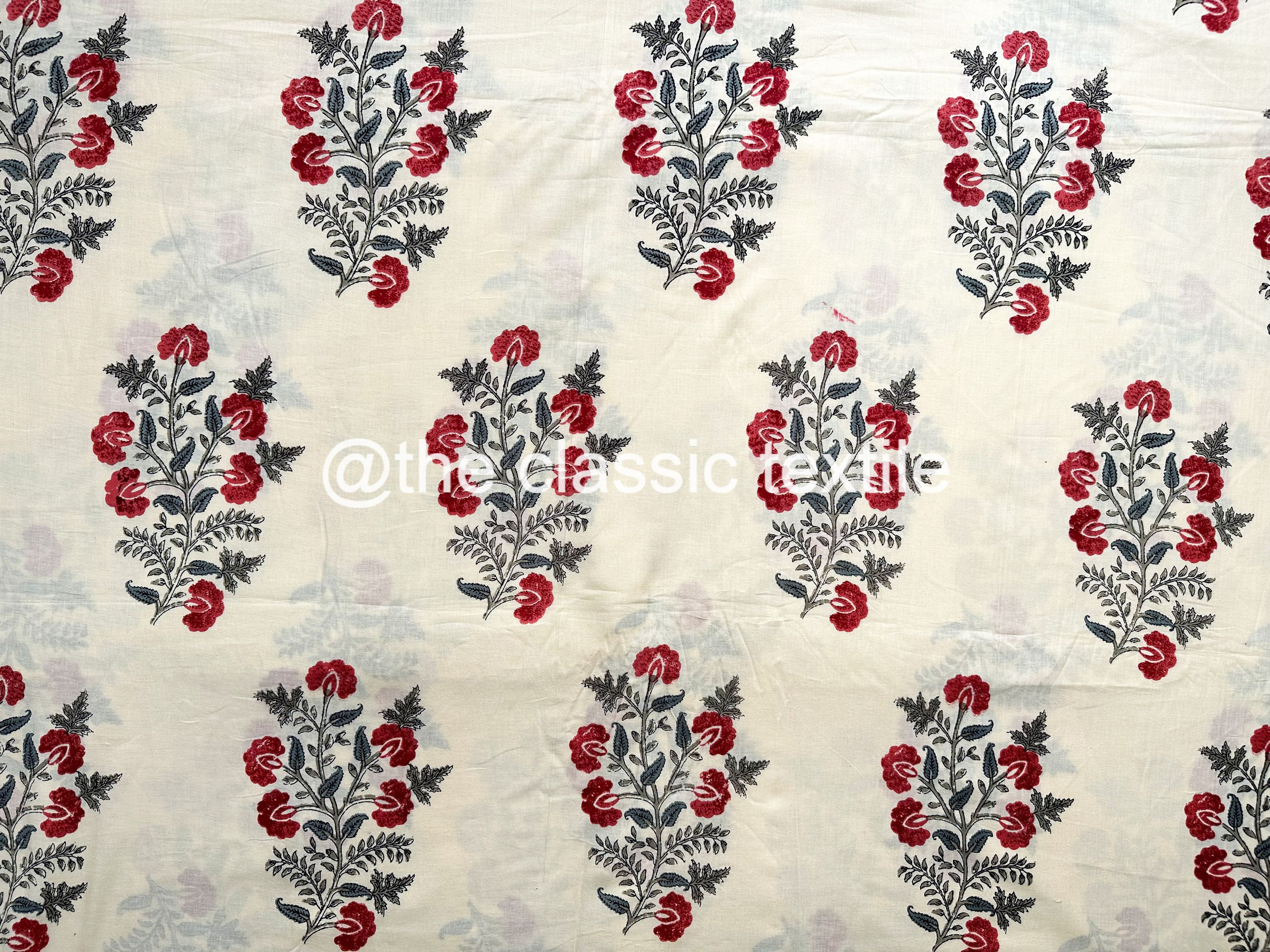 Indian Hand Block Print Fabric Floral Print Fabric Indian - Etsy