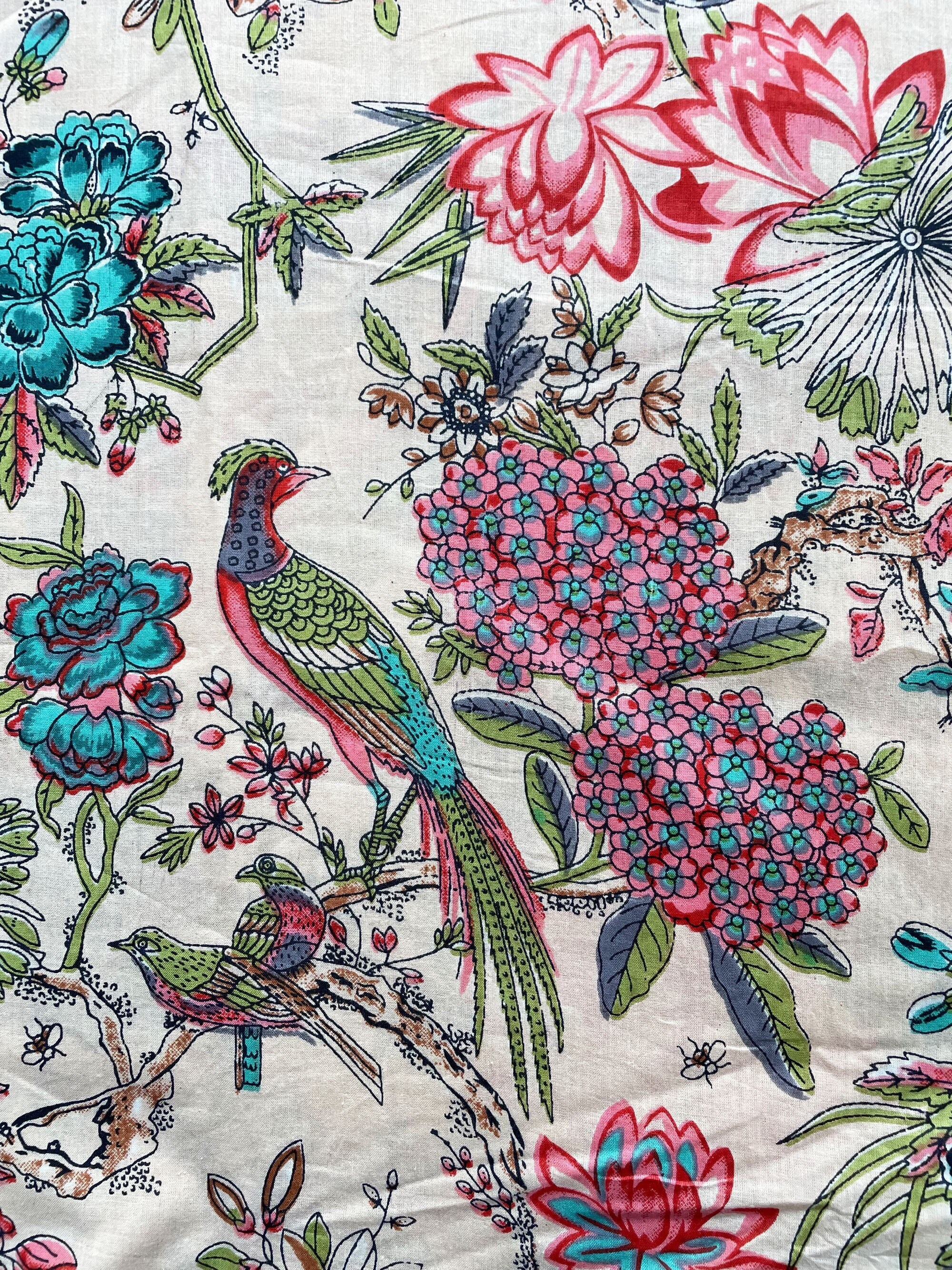 Beautiful Bird Print Cotton Fabric, Indian Soft Cotton Fabric ...