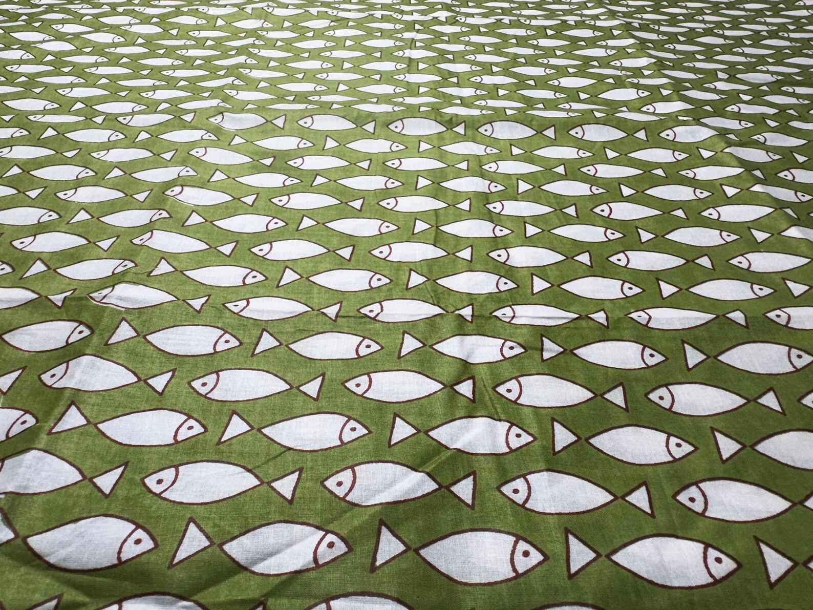 Pink and White Fish Block Print Fabric, Indian Cotton Fabric by the ...