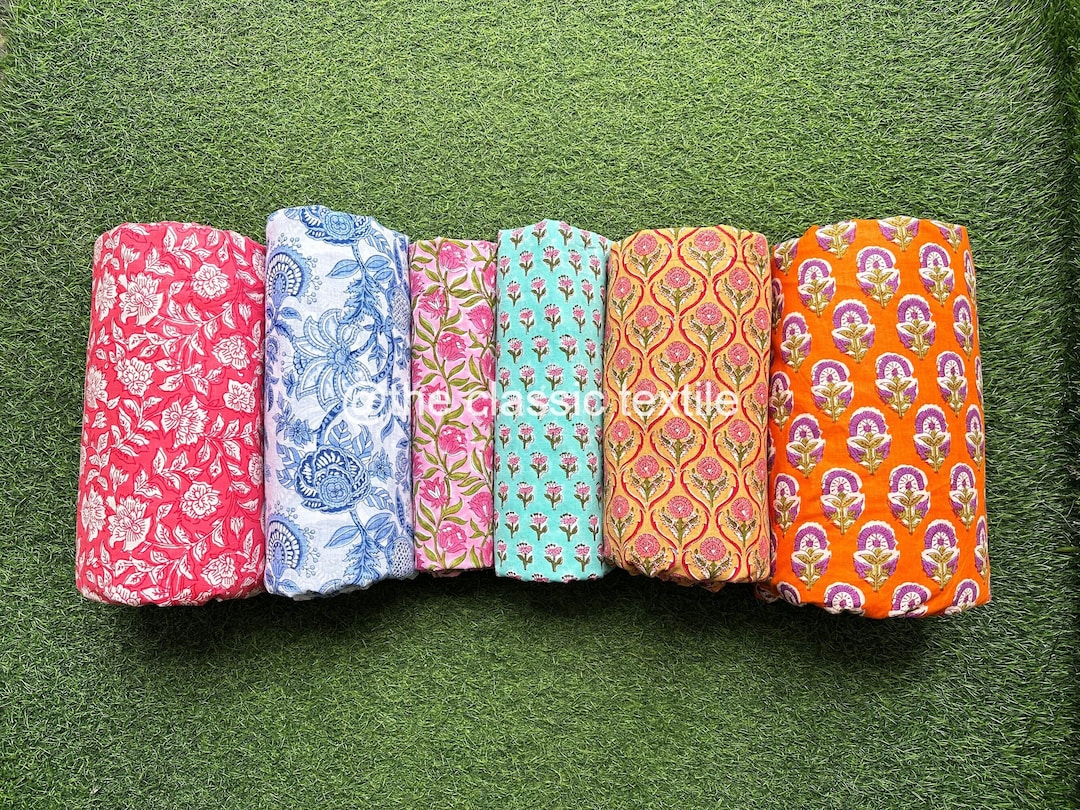 Wholesale Lot Indian Hand Block Print Soft Fabric by the Yard, 100 % ...