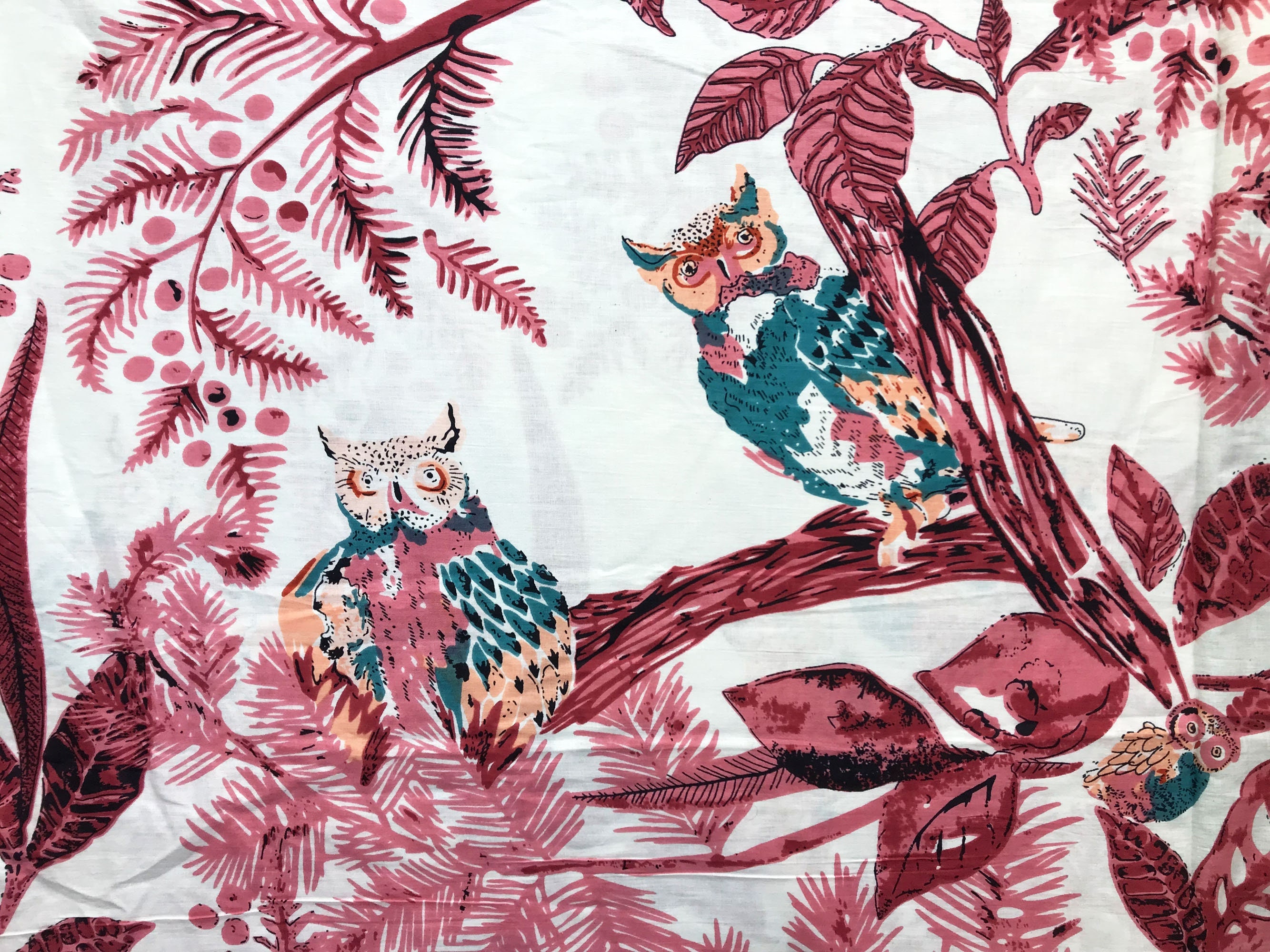 Beautiful Owl Print Cotton Fabric, Bird Print Fabric, Indian Soft ...