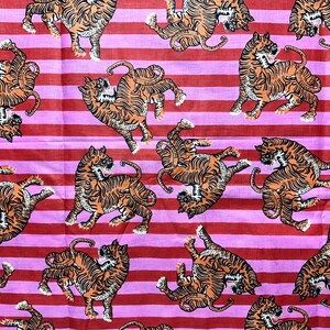 New Tiger Hand Print Indian Hand Block Printed Fabric, Pure 100% Cotton ...