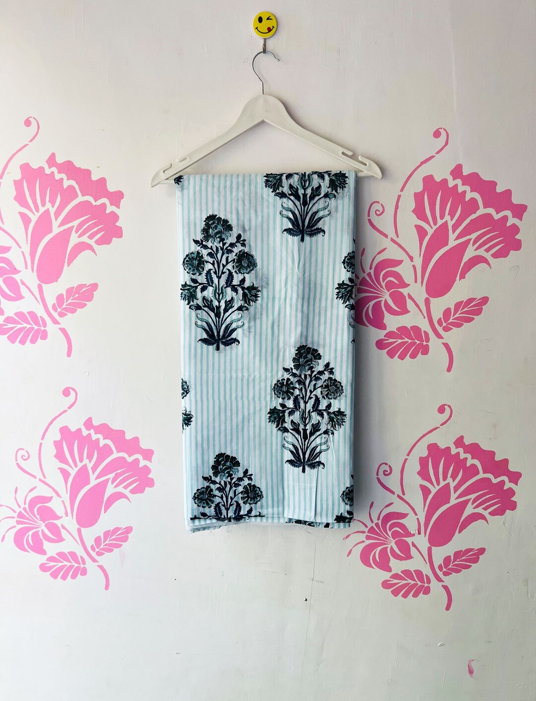 Beautiful Mughal Print Fabric, Indian Block Print Fabric, Floral Print ...