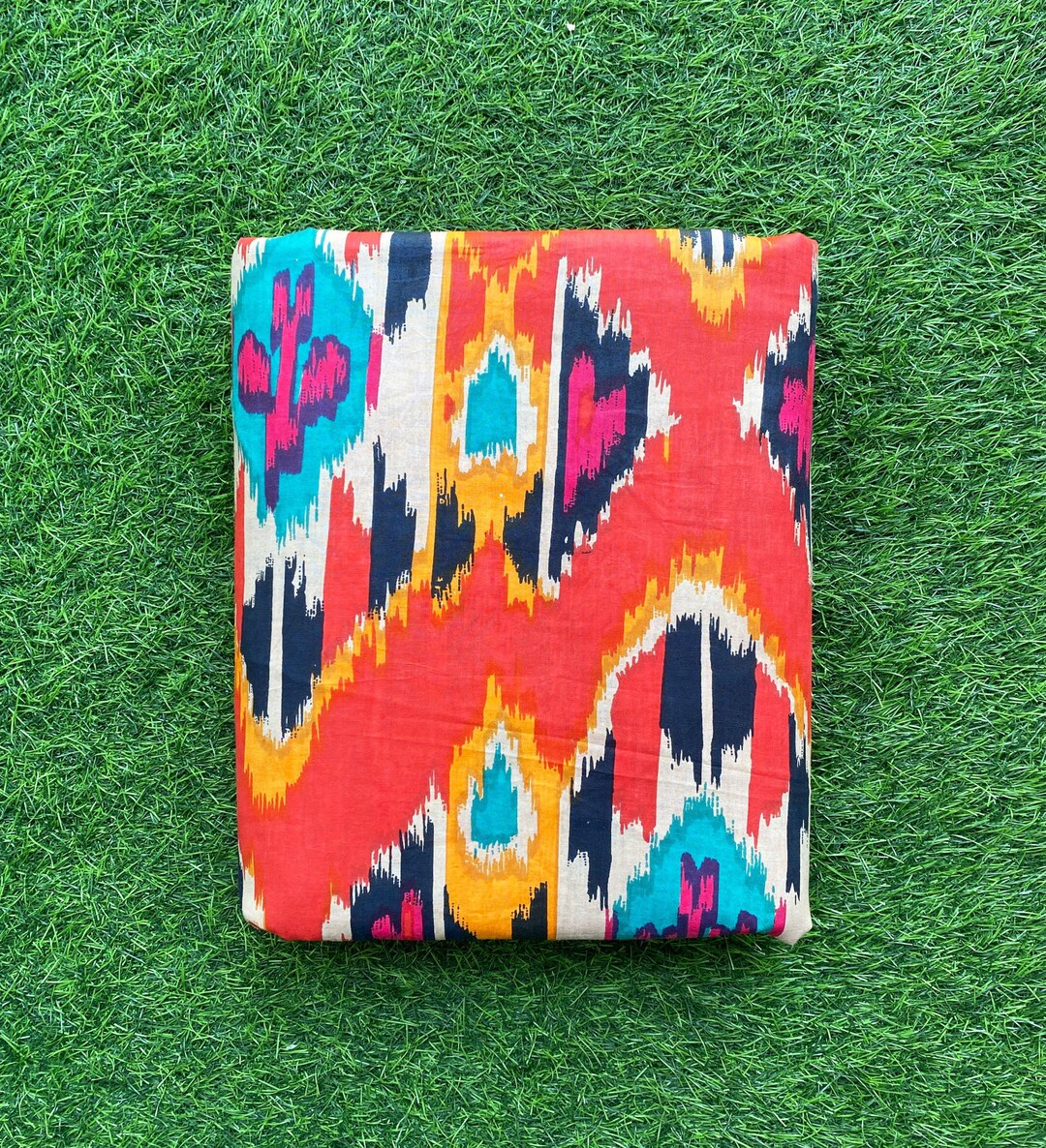 New Ikat Print Cotton Fabric, Indian Soft Cotton Fabric by the Yard ...