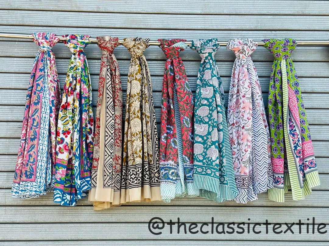 Cotton Summer Pareo Indian Hand Block Print Cotton Sarong Assorted Lot ...
