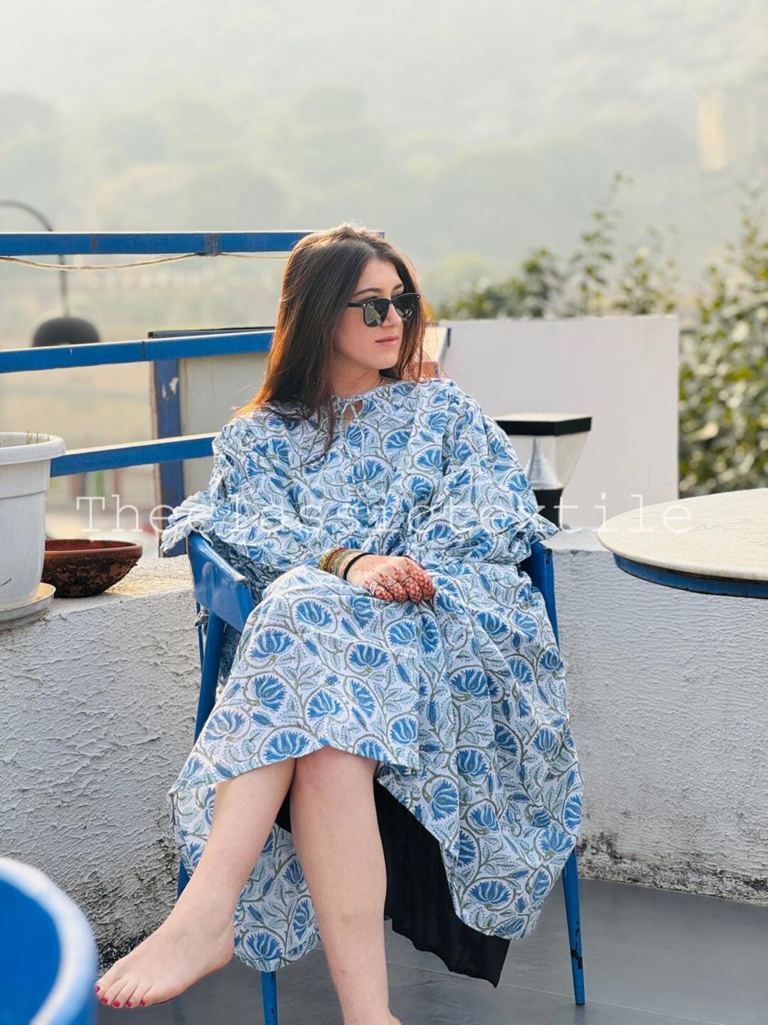Floral Block Print Kyra Midi Dress | Bohemian Cotton Dress for Women ...