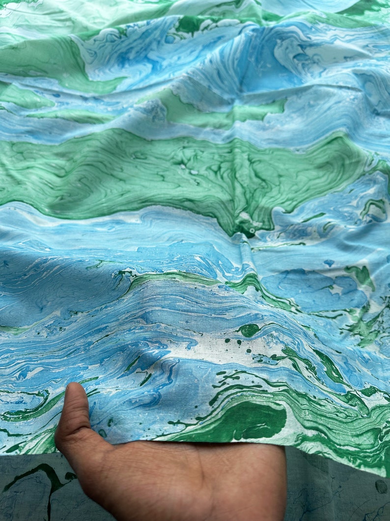 Marble Fabric Blue Watercolor Marbled Stone Fabric, Abstract Marble ...
