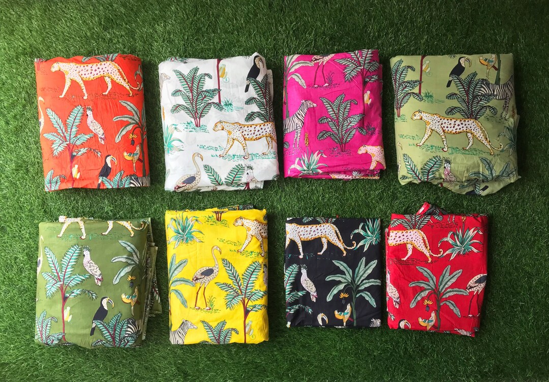 New Jungle Print Cotton Fabric, Indian Soft Cotton Fabric by the Yard ...