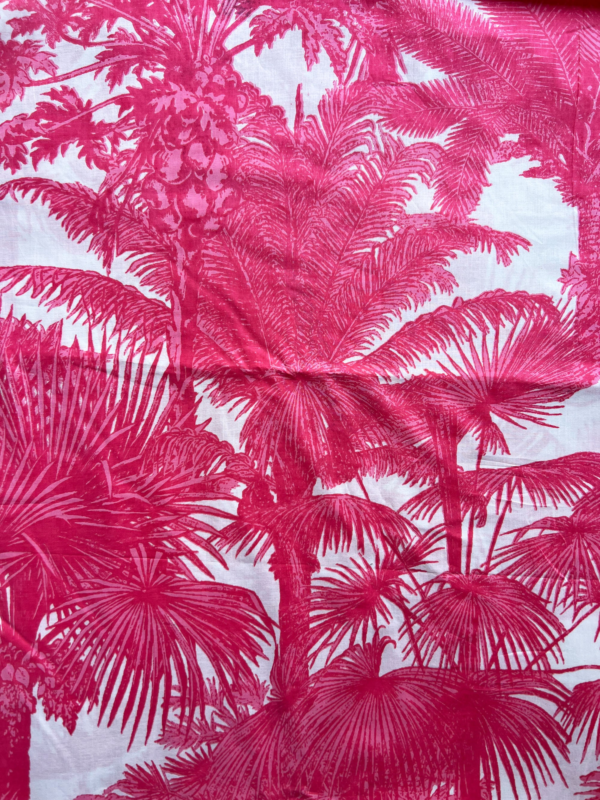 Coconuts Palm Tree Print Indian Pure Cotton Fabric, Dress Making Fabric ...