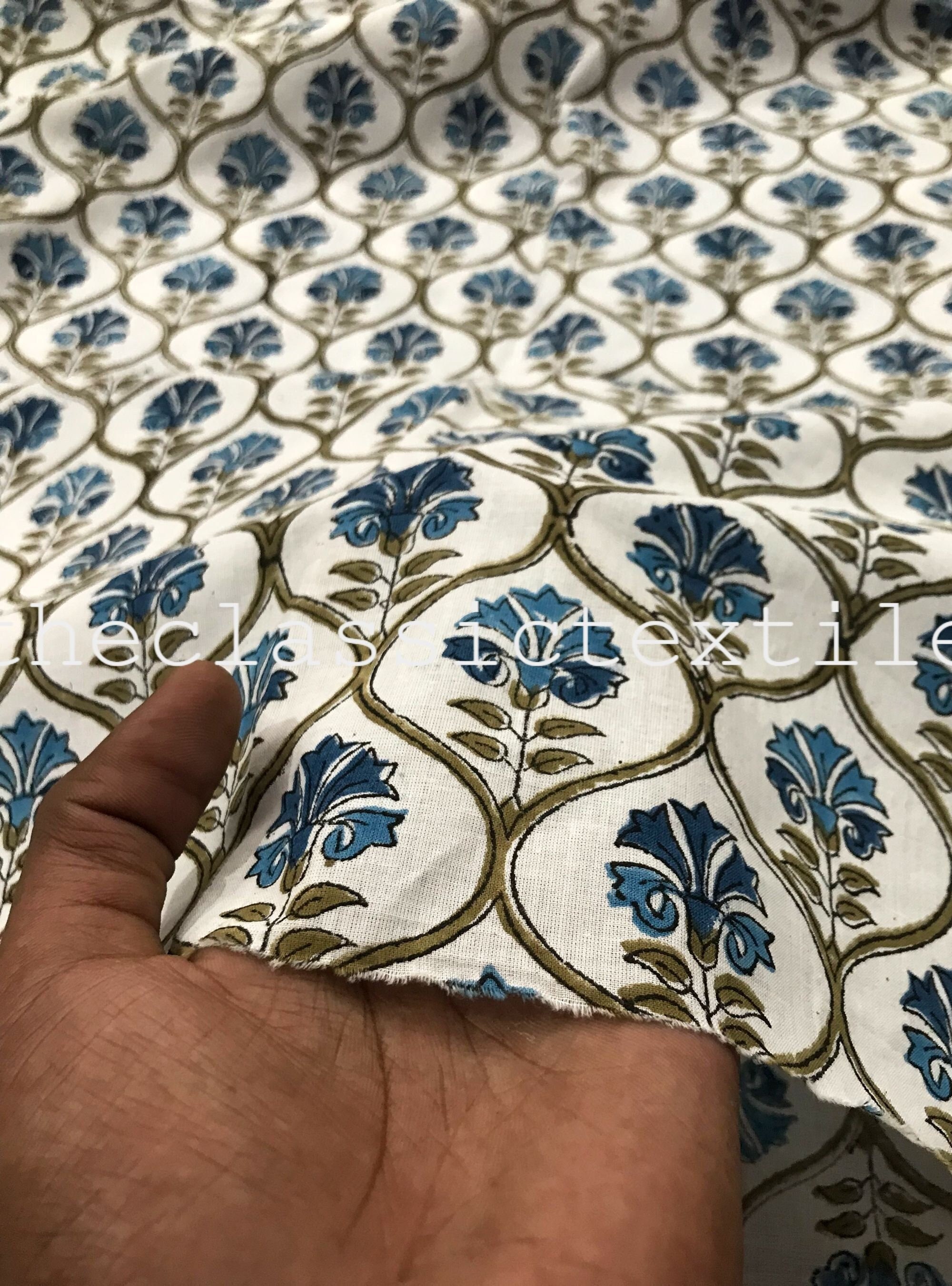 Indian Hand Block Print Fabric, Floral Cotton Fabric, Handmade Fabric ...