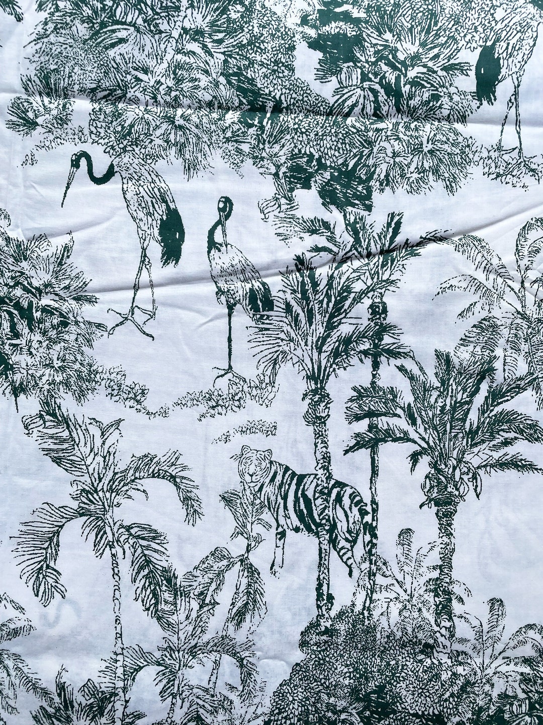 New Tiger & Duck Print Fabric, Indian Soft Cotton Fabric, Handmade ...