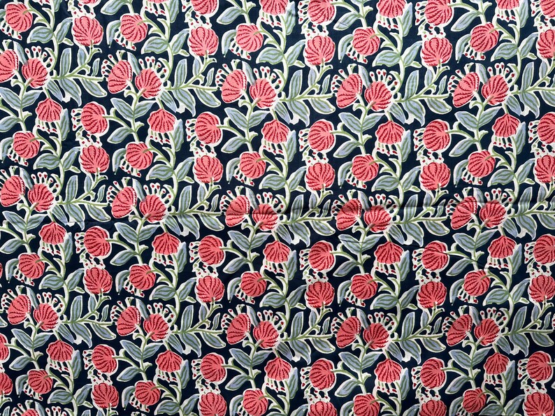 Indian Hand Block Print Fabric Floral Print Fabric Indian - Etsy