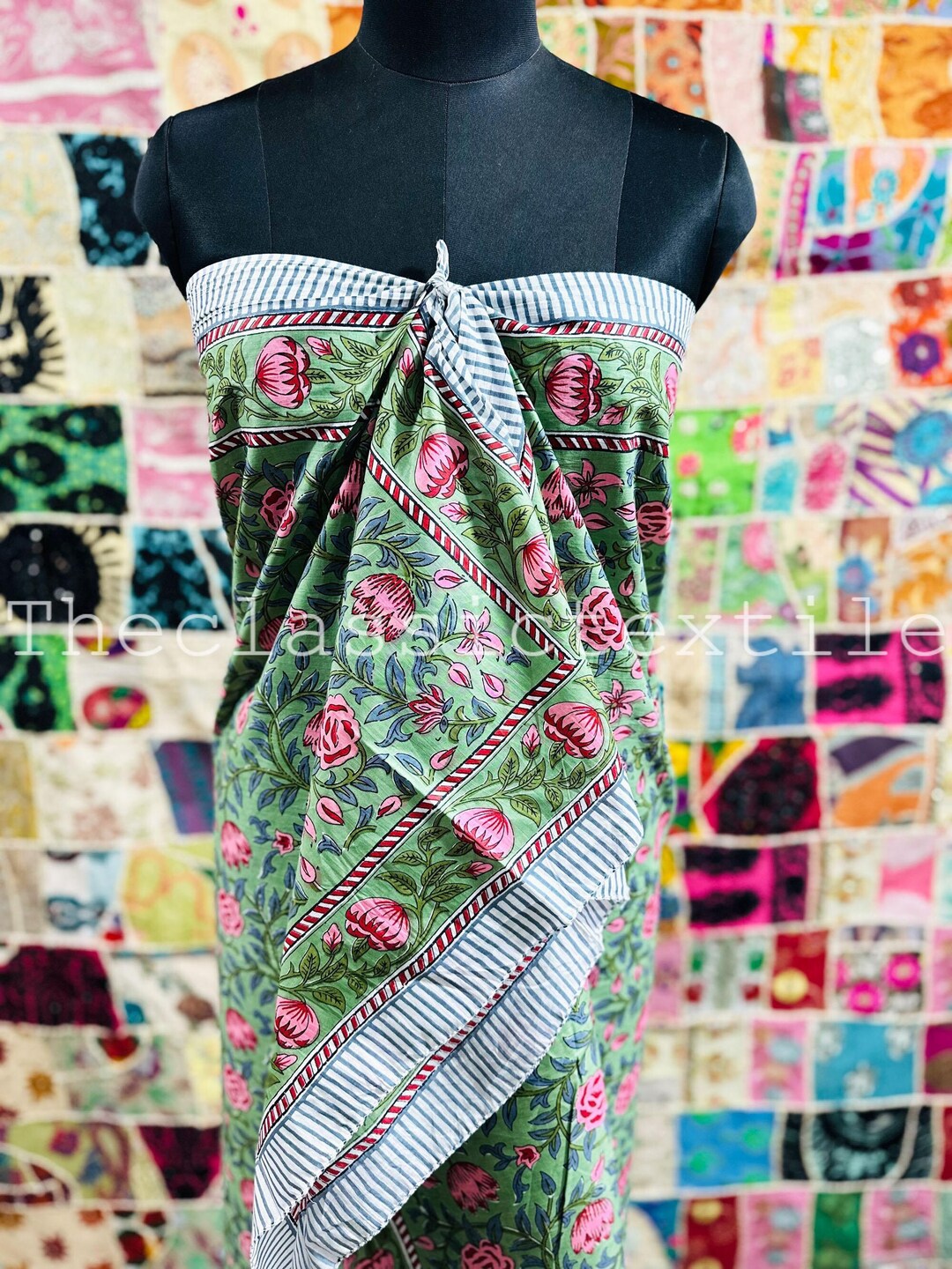 Pink Floral Cotton Beach Sarong Indian Hand Block Print Beach Sarongs ...
