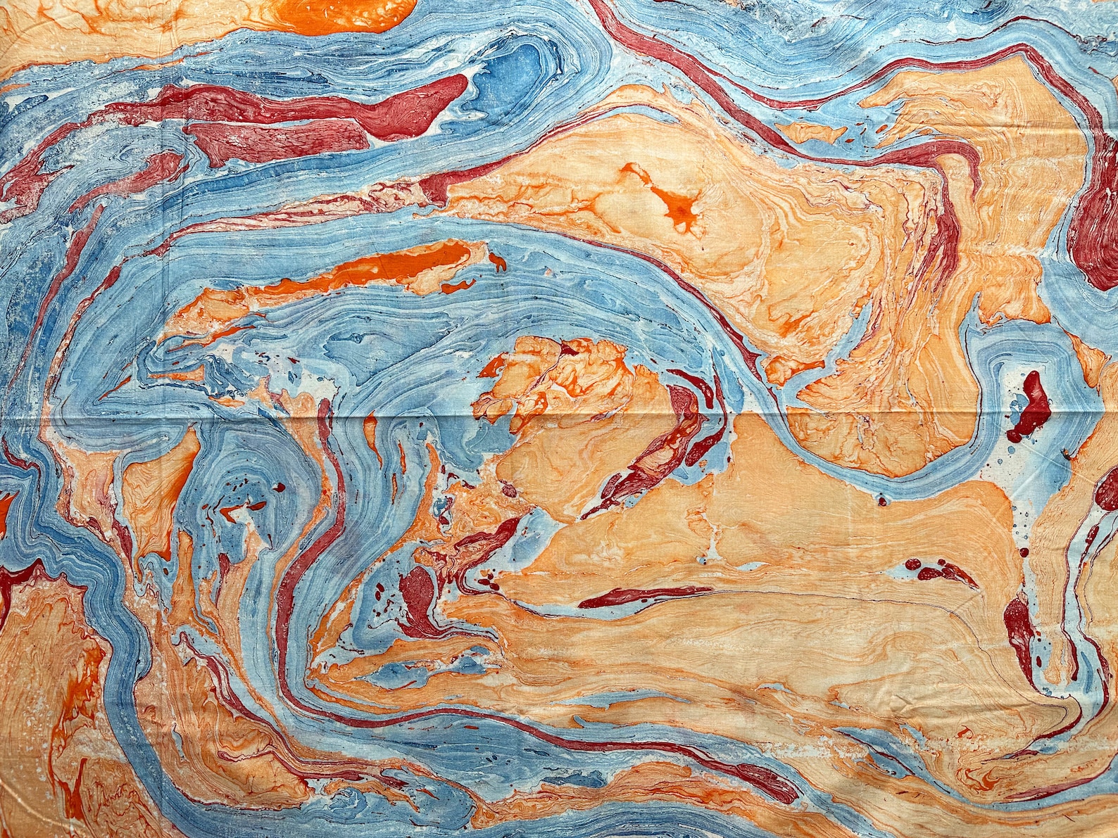 Marble Fabric Blue Watercolor Marbled Stone Fabric, Abstract Marble ...