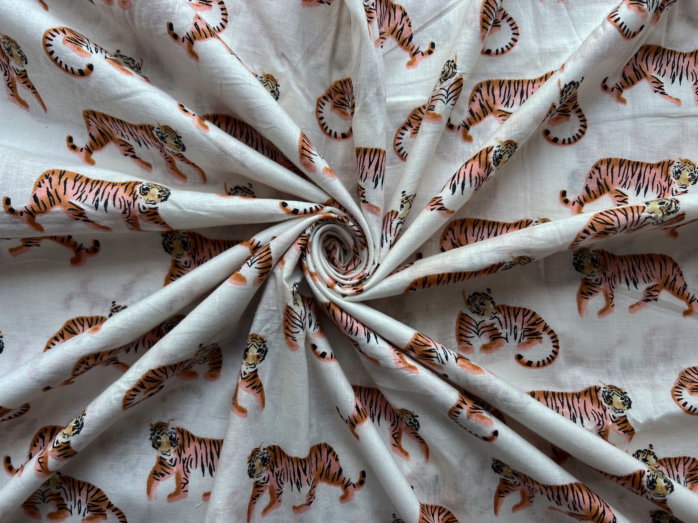Tiger Print Fabric Animal Print Fabric Indian Soft Cotton - Etsy