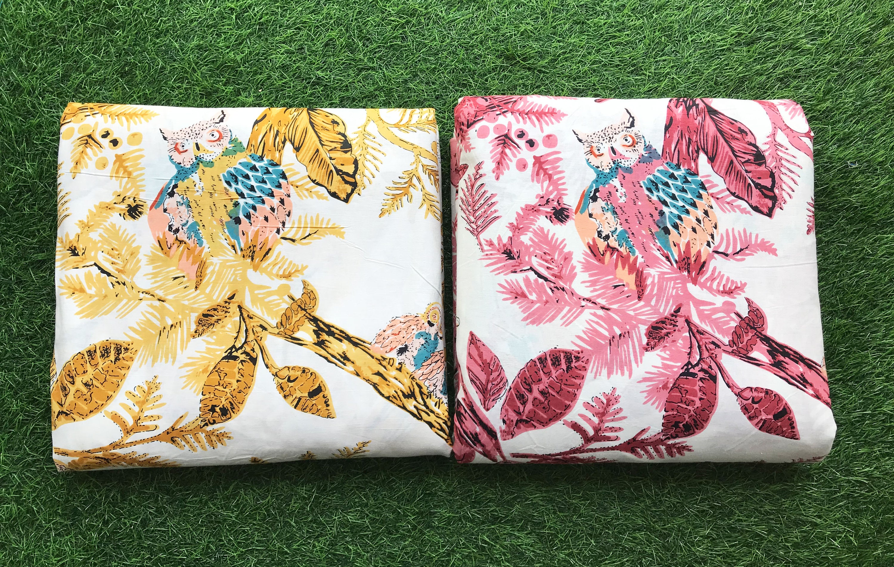 Beautiful Owl Print Cotton Fabric, Bird Print Fabric, Indian Soft ...