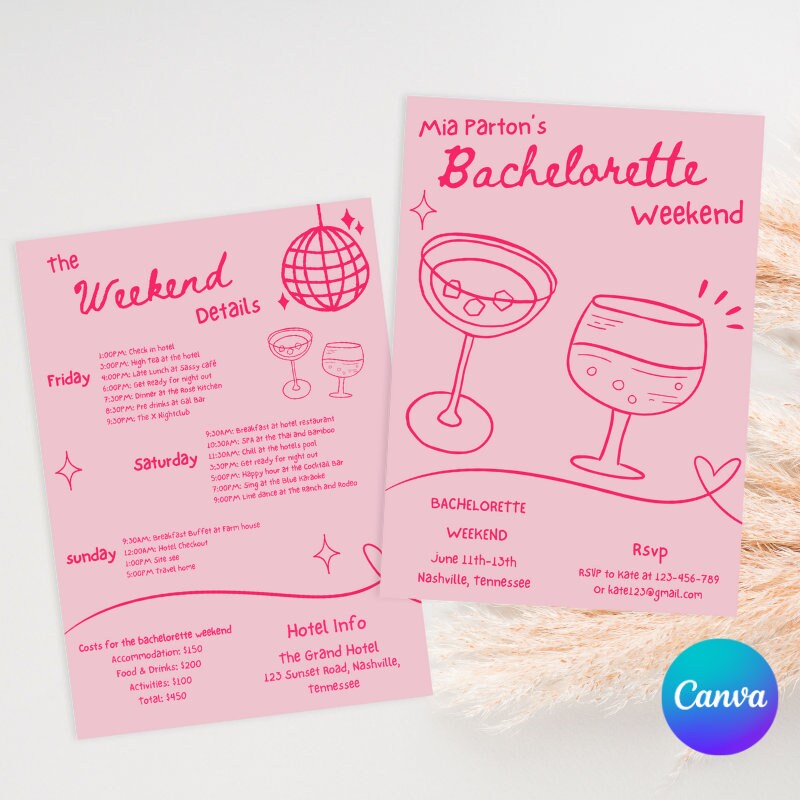 Bachelorette Party Invitation Template Handwritten Hens Party Invites ...