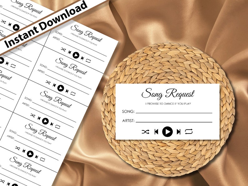 Wedding Song Request Card, I Promise to Dance Request Card, Printable ...