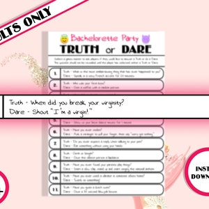 Truth or Dare - Bachelorette Party Game / Hens Night / Hen Party Game / Instant Download - Etsy