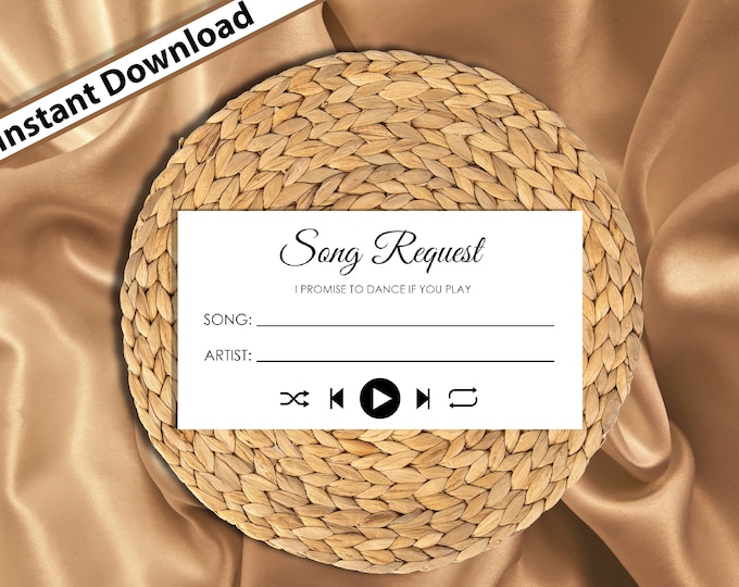 Song Request Cards, Song Request Insert Card Template for DIY Wedding ...