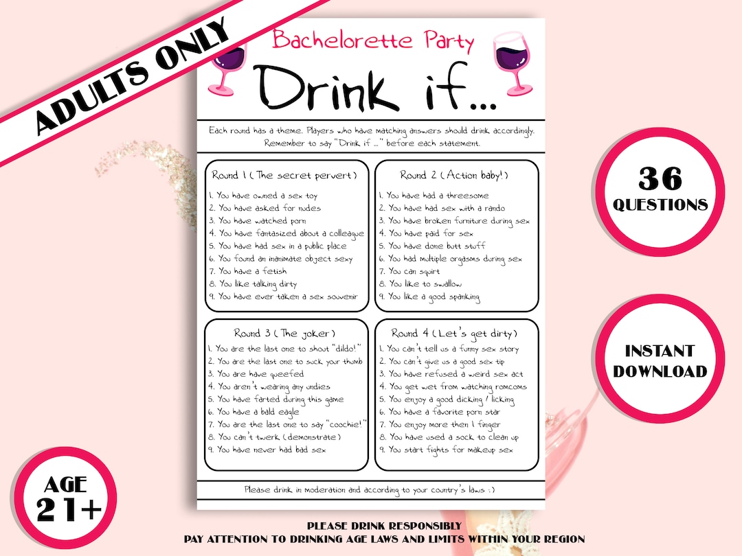 Bachelorette Party Drinking Game, Dirty Drink If Hens Night Questions ...