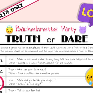 Truth or Dare - Bachelorette Party Game / Hens Night / Hen Party Game / Instant Download - Etsy
