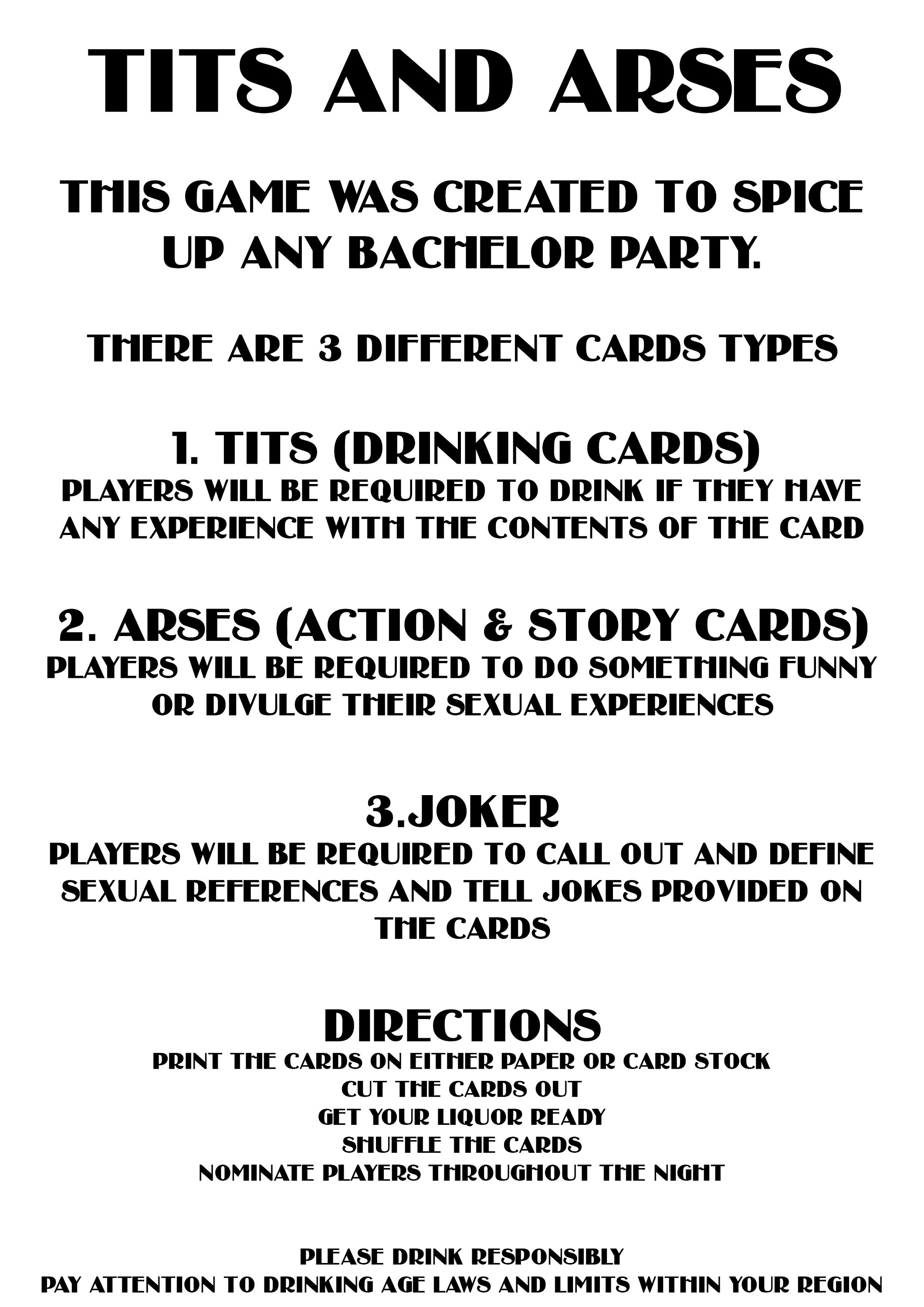 Bachelor Party Card Game / Stag Party Game / Adult Card Game for ...