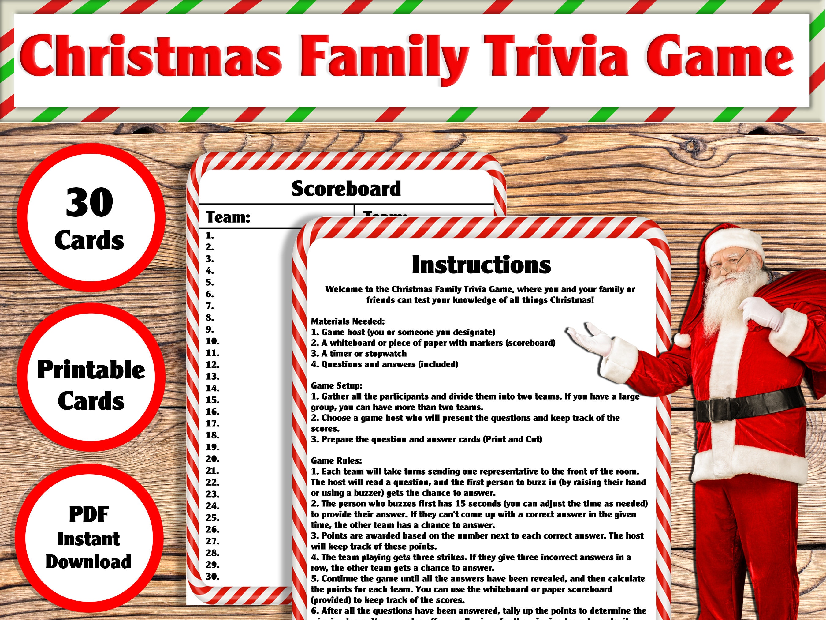Christmas Feud Trivia Game Printable Family Christmas Game Christmas ...