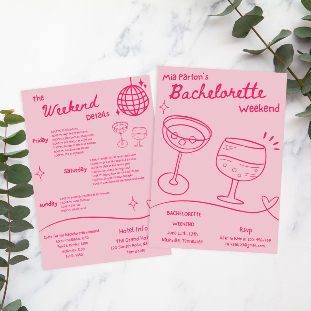 Bachelorette Party Invitation Template Handwritten Hens Party Invites ...