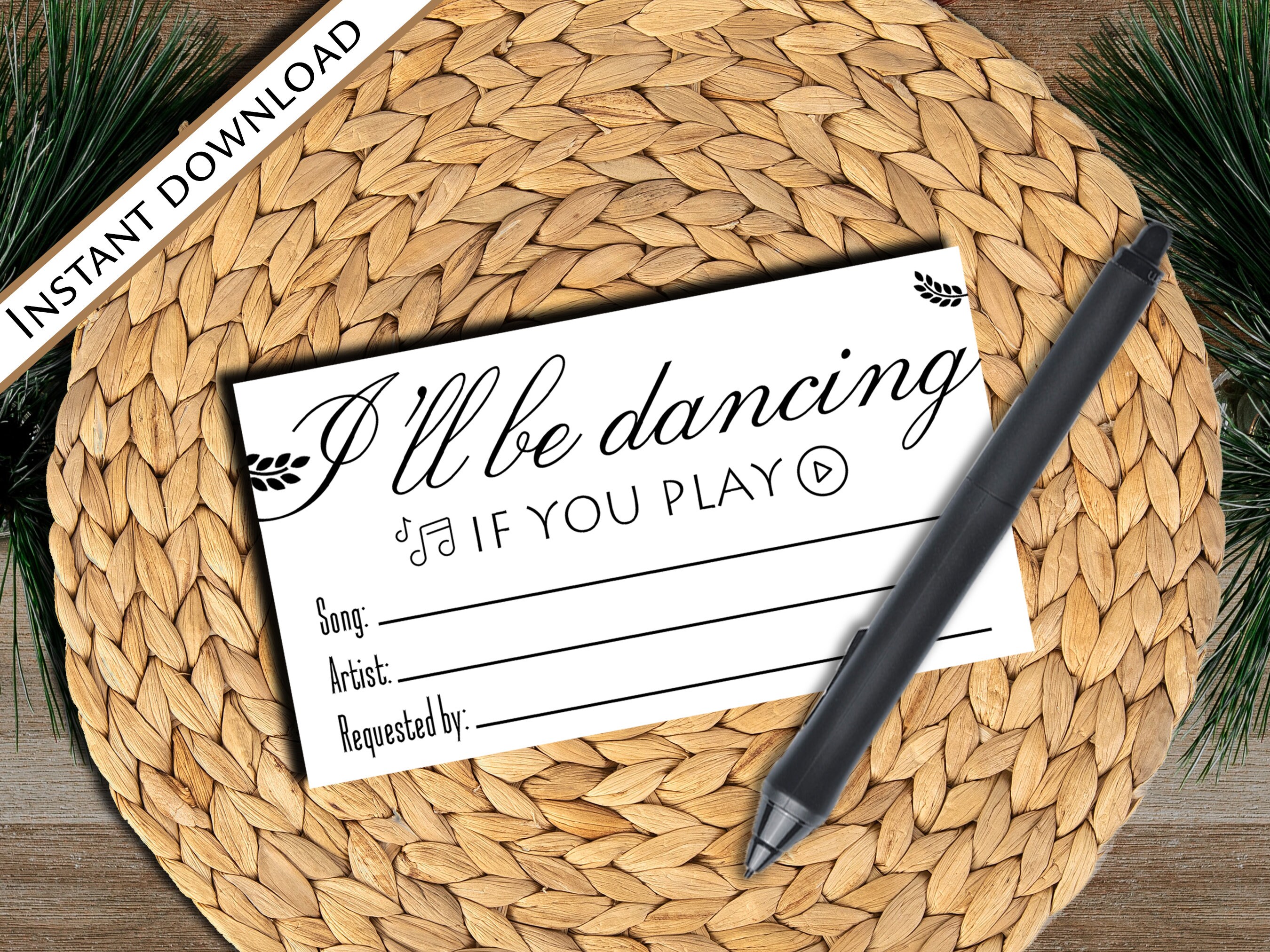 Boho Wedding Song Request Cards , Minimal , I'll Be Dancing, I Promise ...