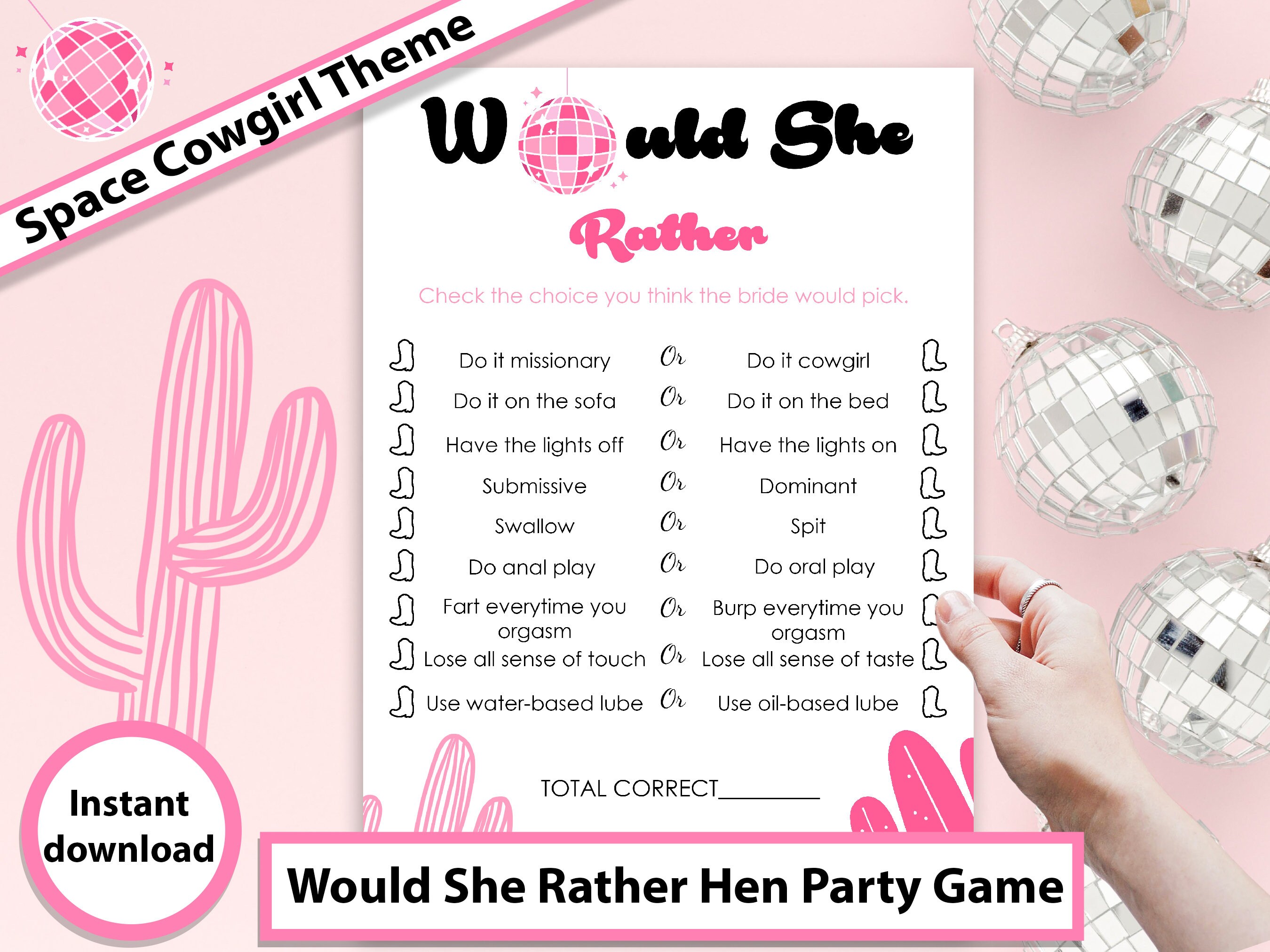 Last Rodeo, Bachelorette Party Games, Bride or Groom, Would She Rather ...