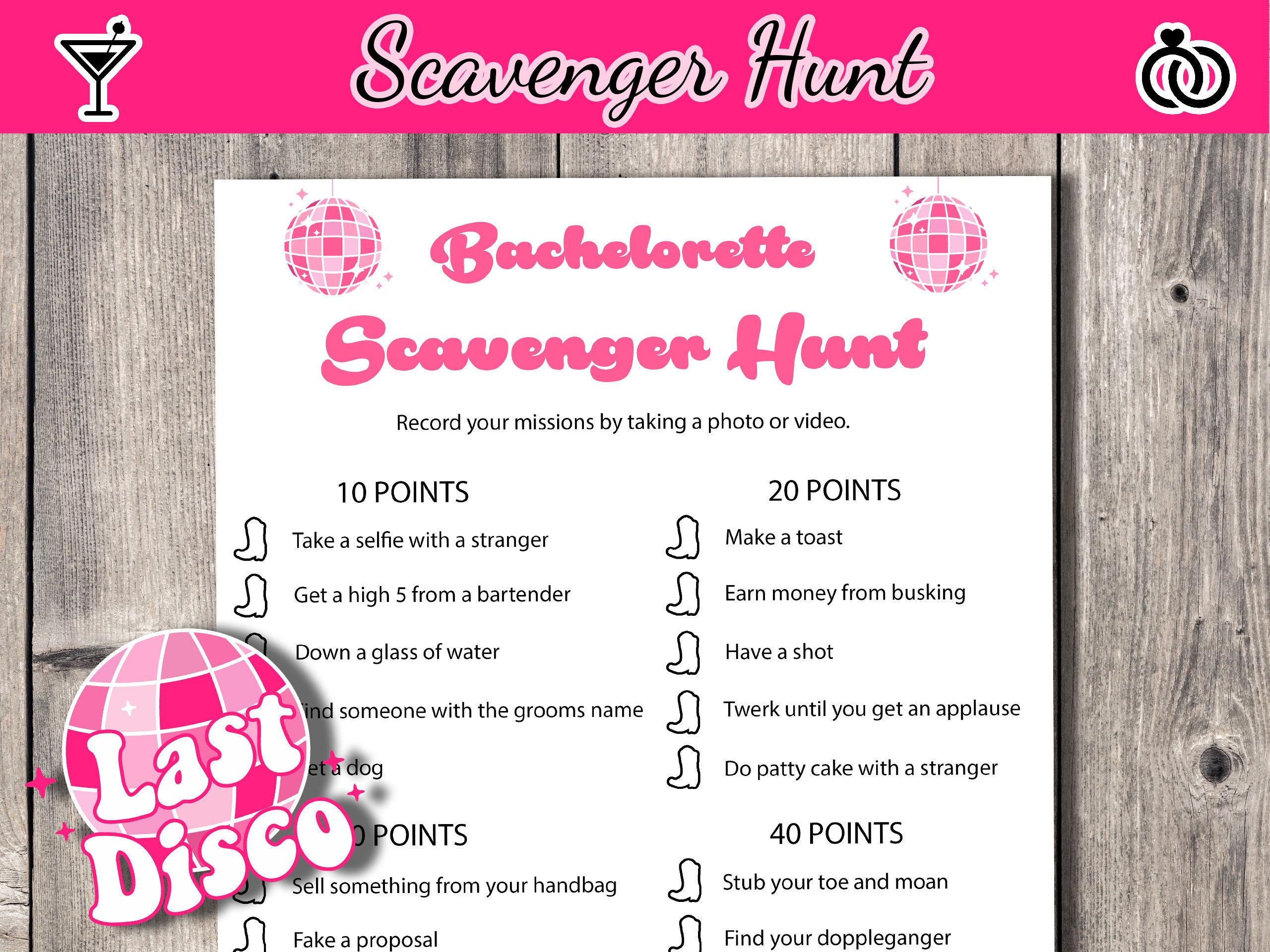 Scavenger Hunt PDF, Bachelorette Party Game, Hen Do Game, Hens Night ...
