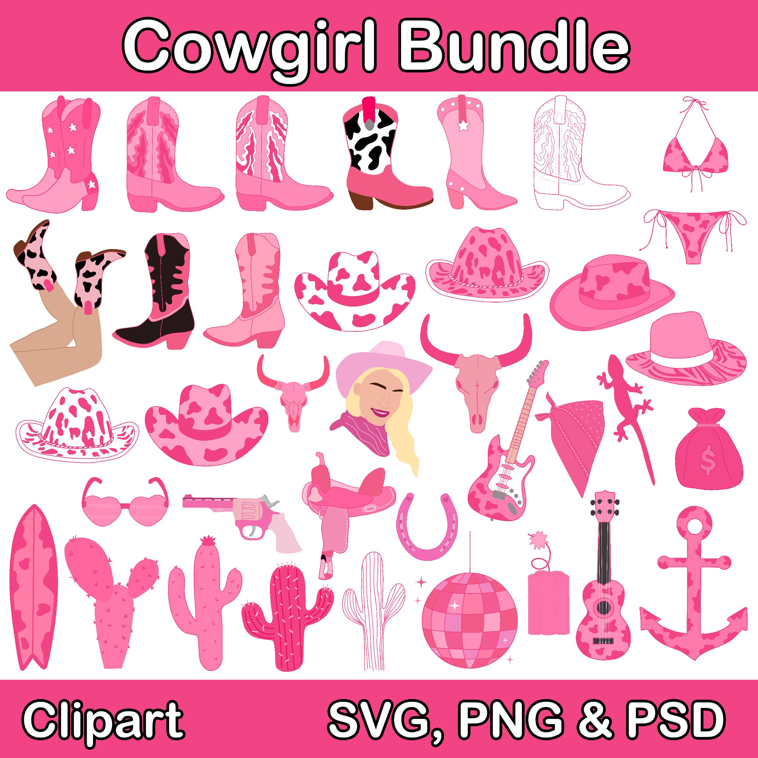 Cowgirl SVG Bundle, Cowgirl Boots Svg, Cowgirl Hat Svg, Disco Cowgirl ...