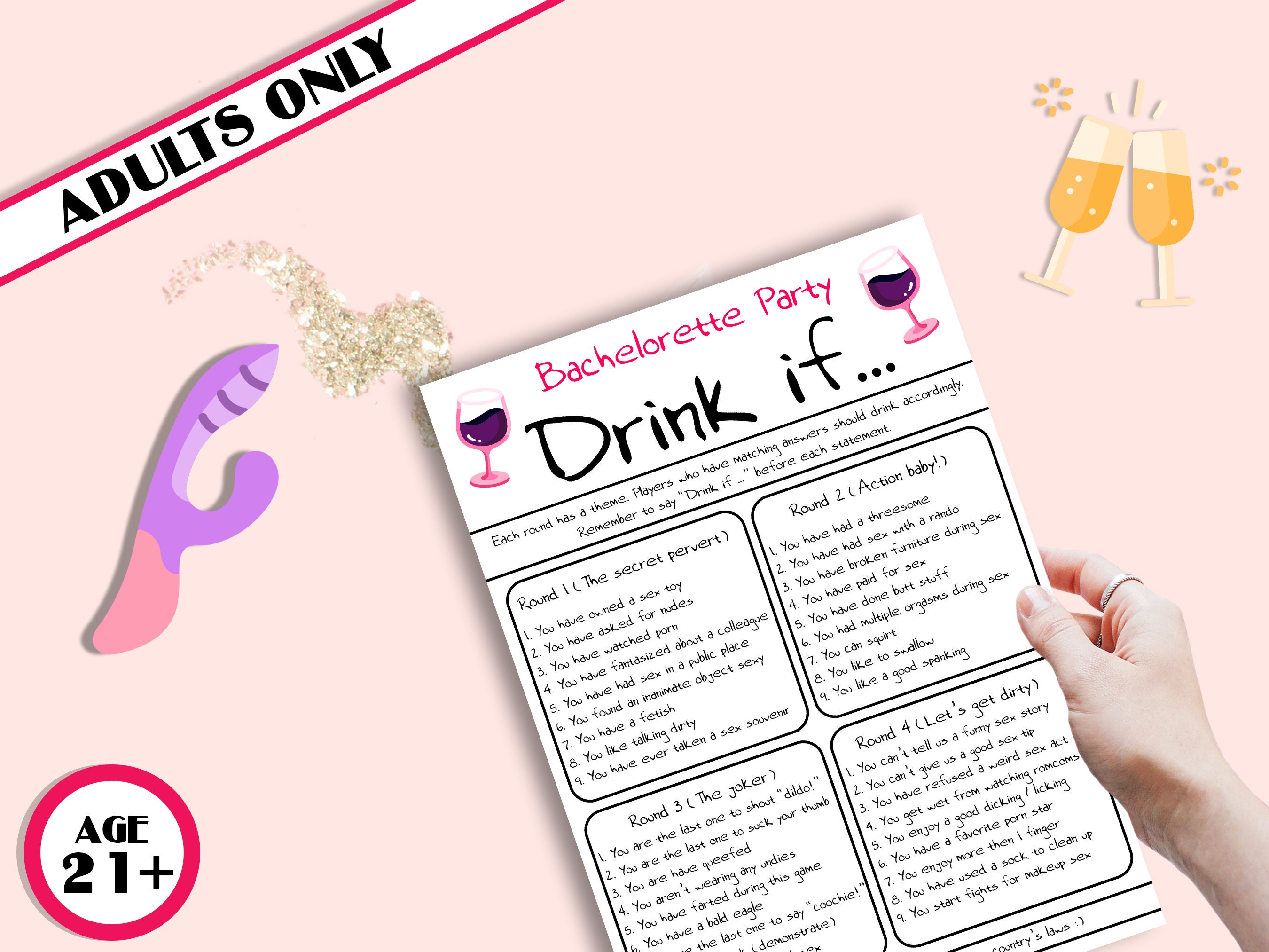 Bachelorette Party Drinking Game, Dirty Drink If Hens Night Questions ...