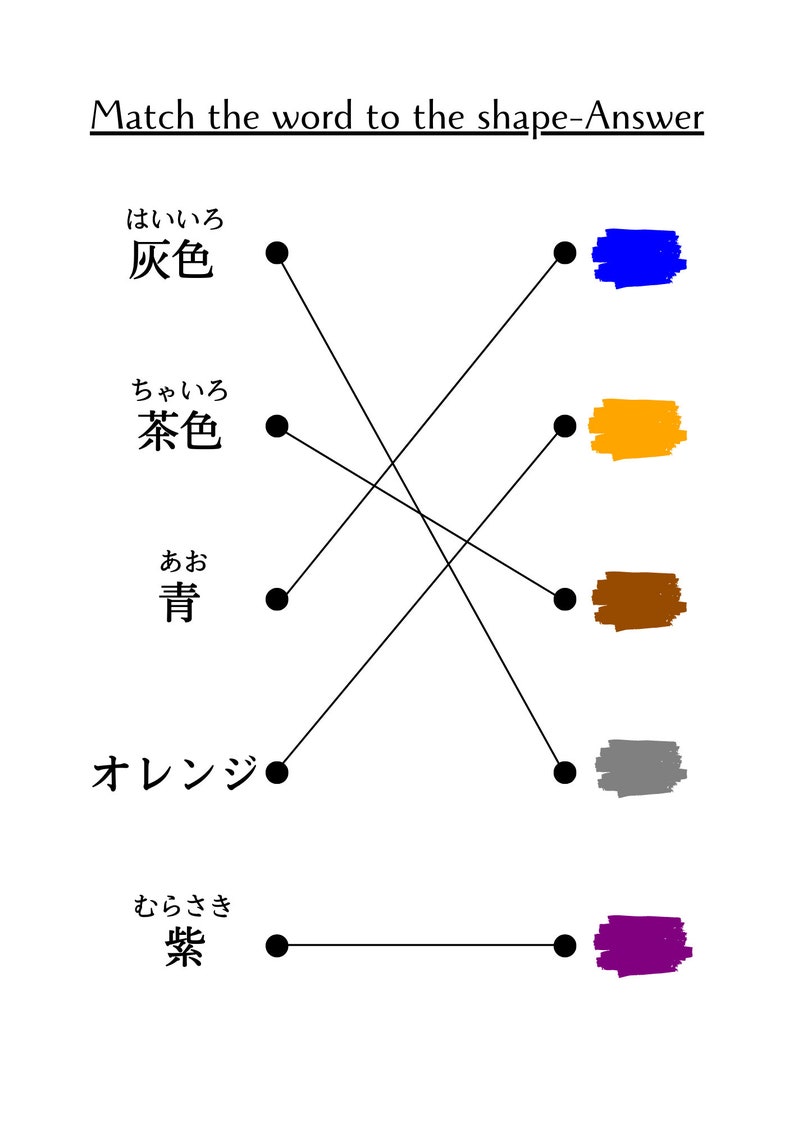 Japanese Colours Flashcards With Worksheets Bilingual - Etsy