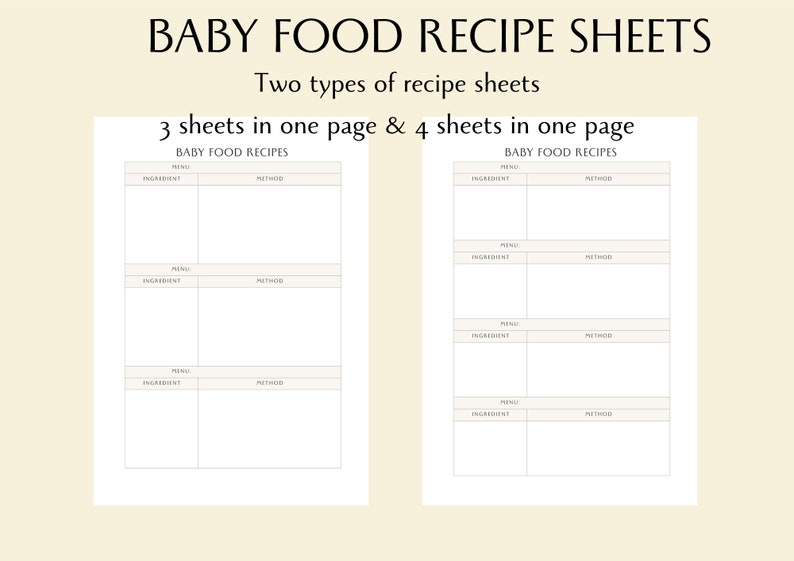 Printable Baby's First Food Log Bundle, Baby's First Food Checklist ...