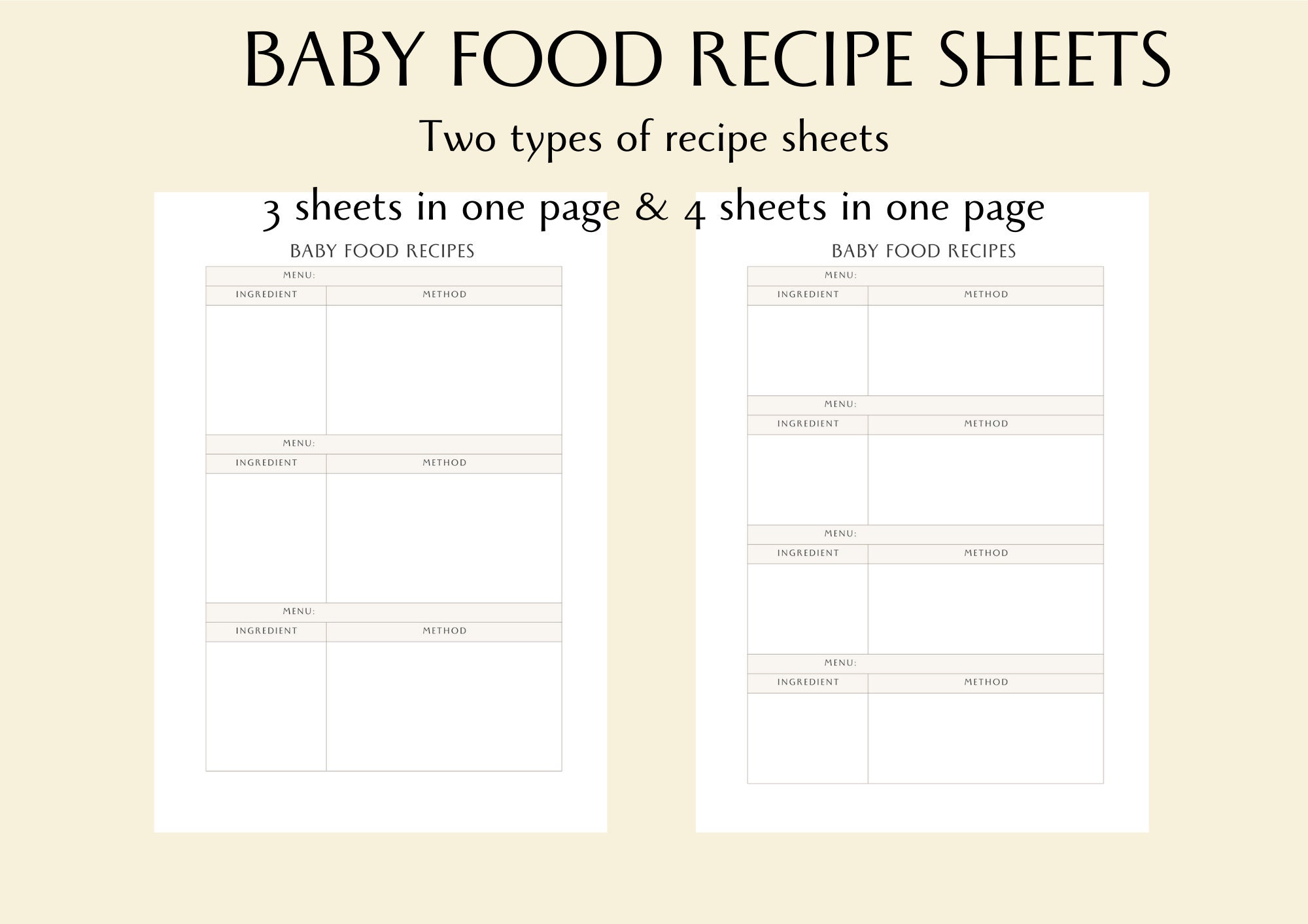 Printable Baby's First Food Log Bundle, Baby's First Food Checklist ...