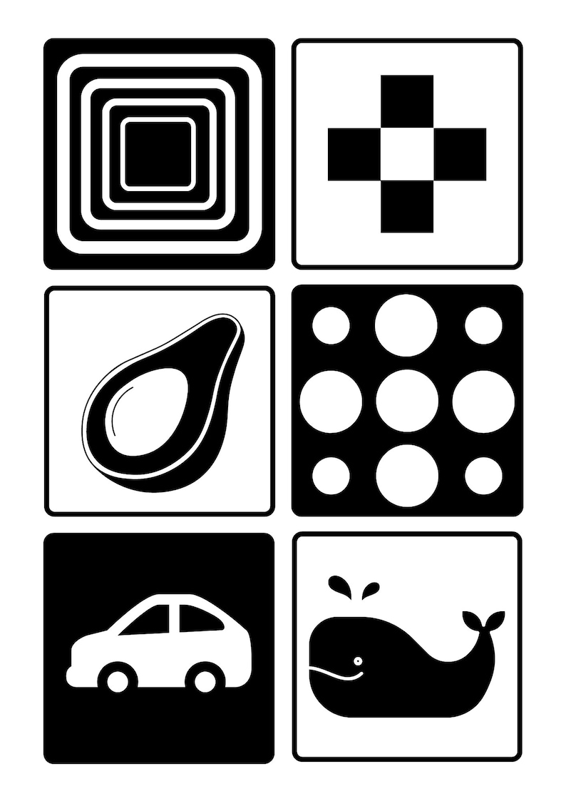 42 Printable Sensory Flashcards High-contrast Newborn Cards - Etsy