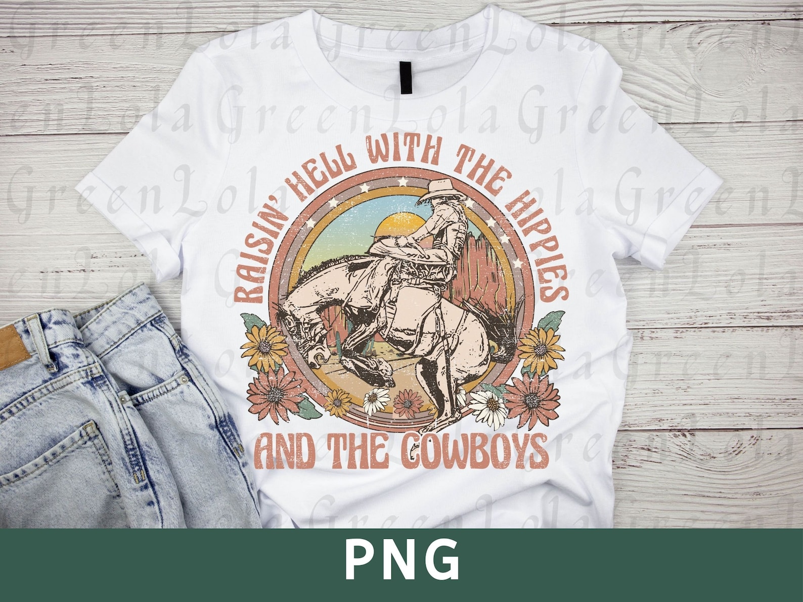 Raising Hell With the Hippies and the Cowboys Png, Country Shirt Png ...